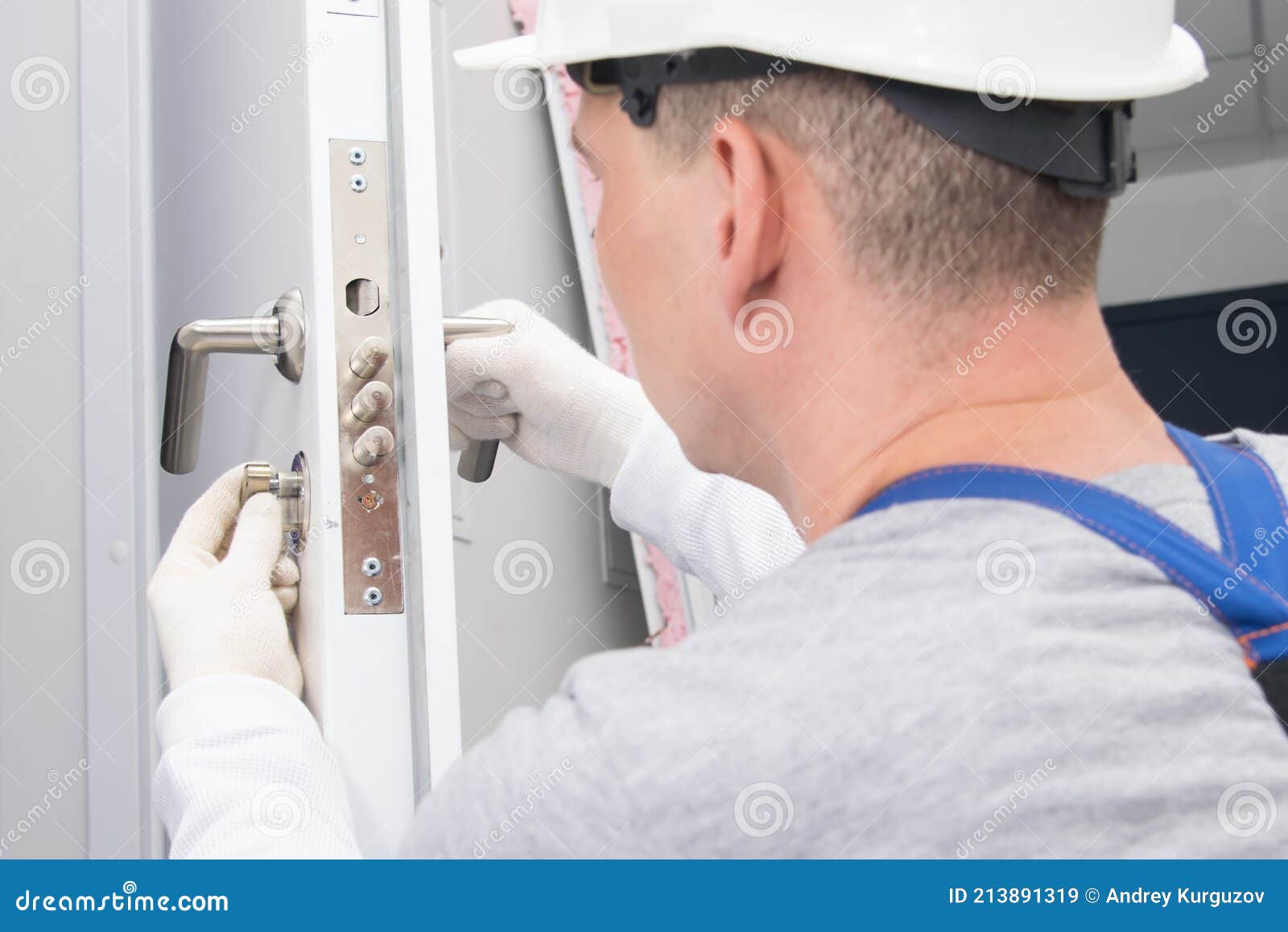 Plumber, Checks the Correct Operation, Locking Devices of the Door Lock ...