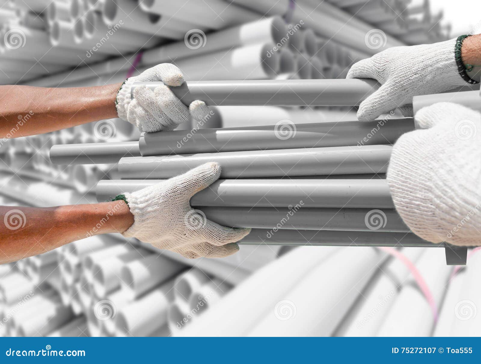 Plumber Choose PVC Pipes from Bundle Stock Image - Image of bundle ...