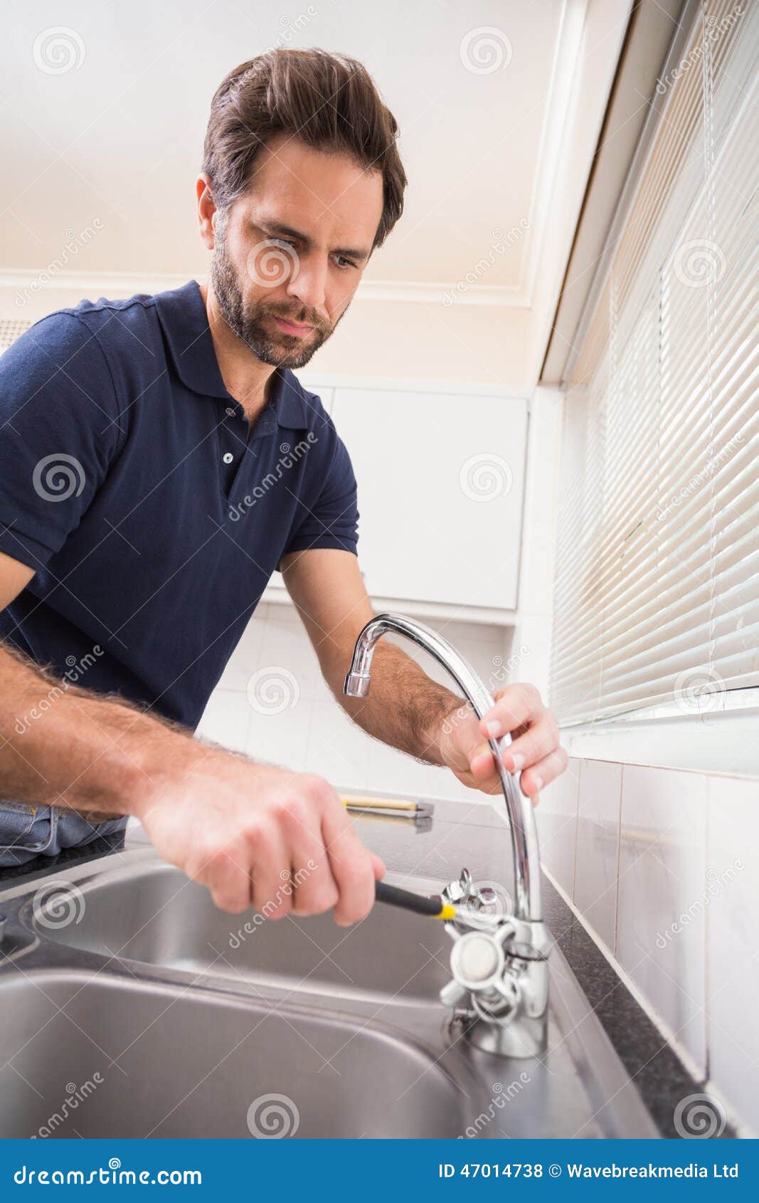 Plumber Fixing the Sink with Wrench Stock Photo - Image of repairing ...