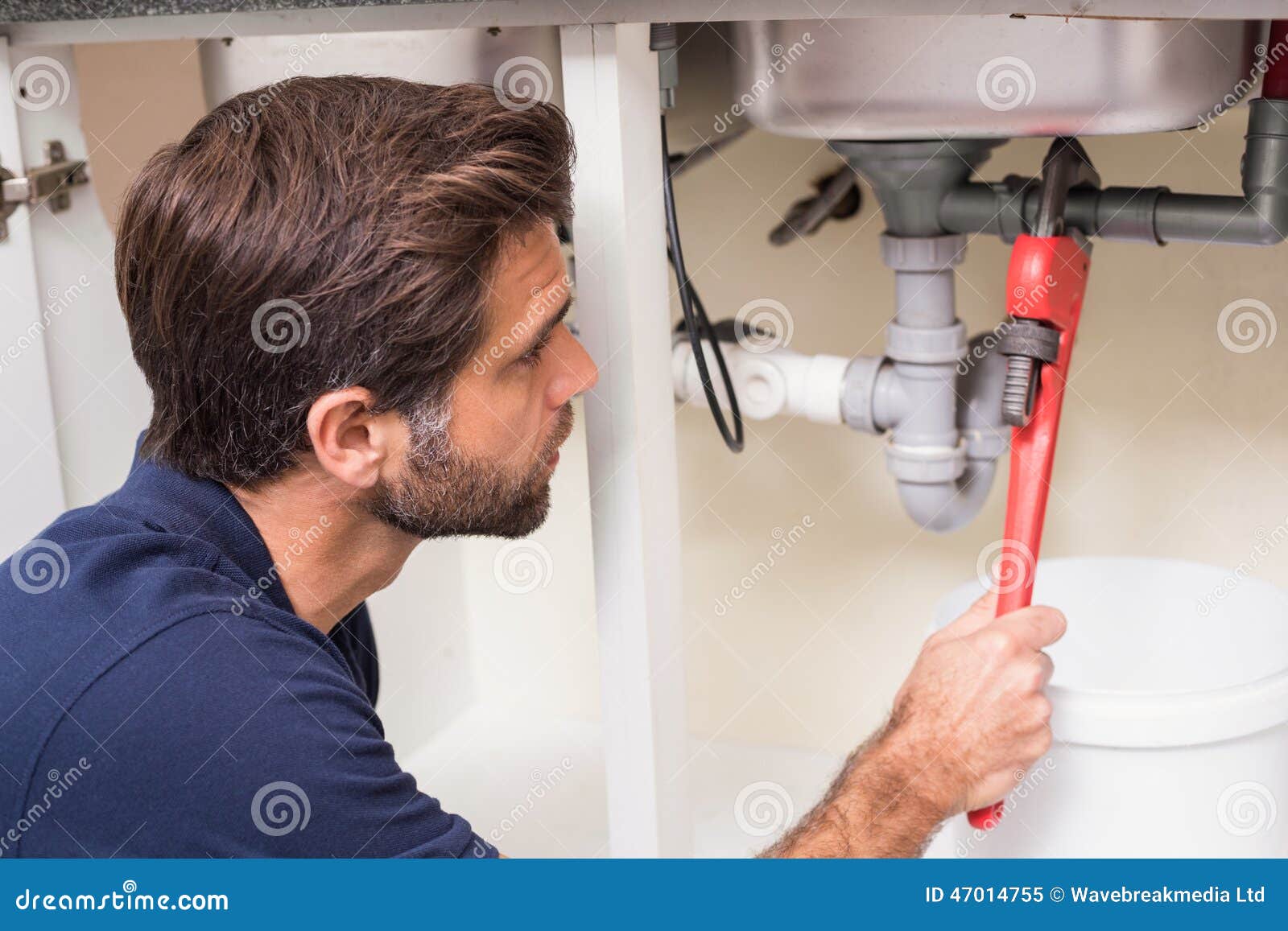 Plumber Fixing Under the Sink Stock Image - Image of repairing ...
