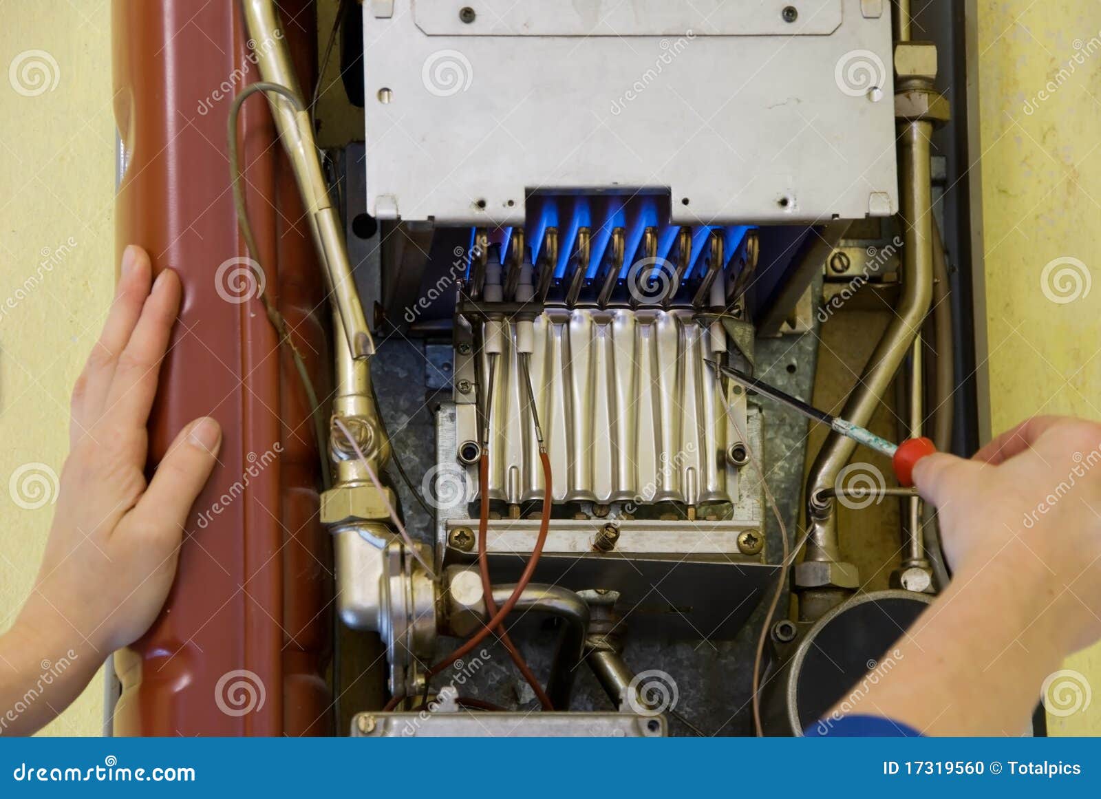 Plumber gas heating stock photo. Image of work, repairman - 17319560