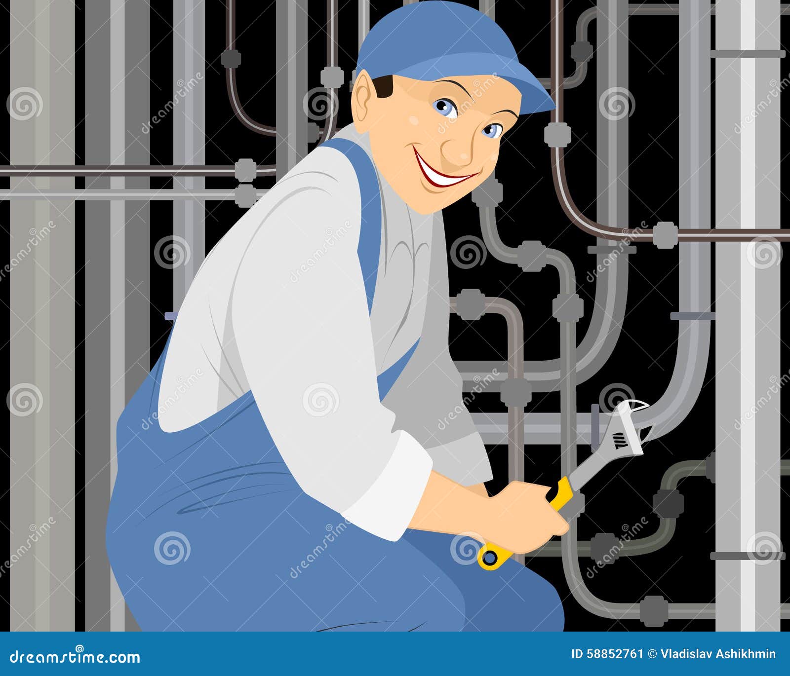 Plumber with a gas key stock vector. Illustration of people - 58852761