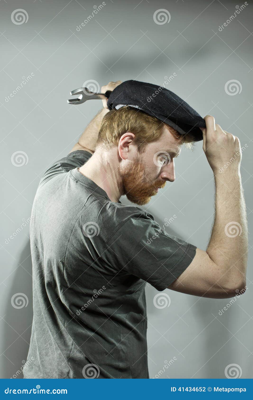 Plumber in Hat with Red Beard Stock Photo - Image of gesture, shaping ...