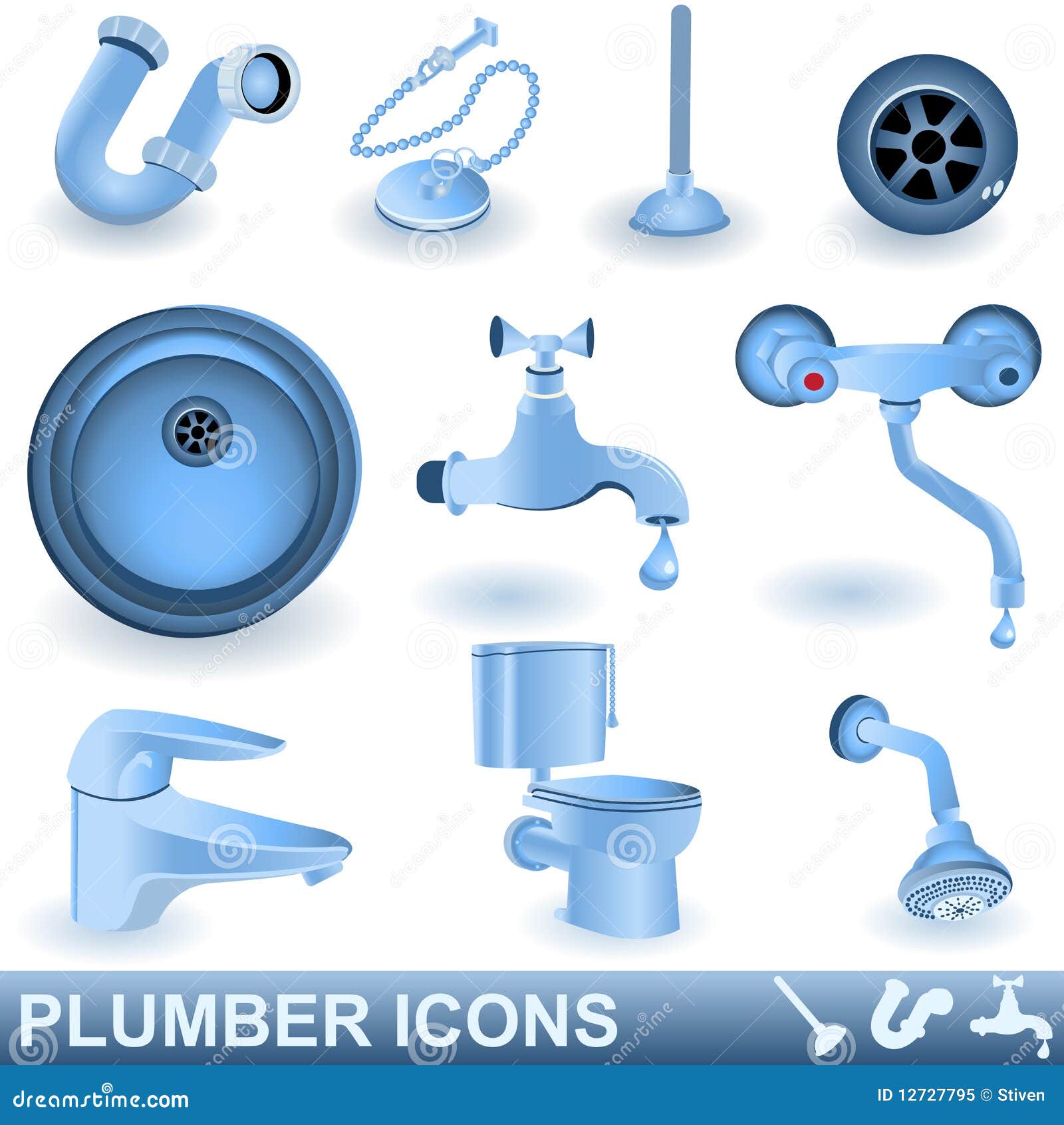 Plumber icons stock vector. Illustration of seat, tank - 12727795