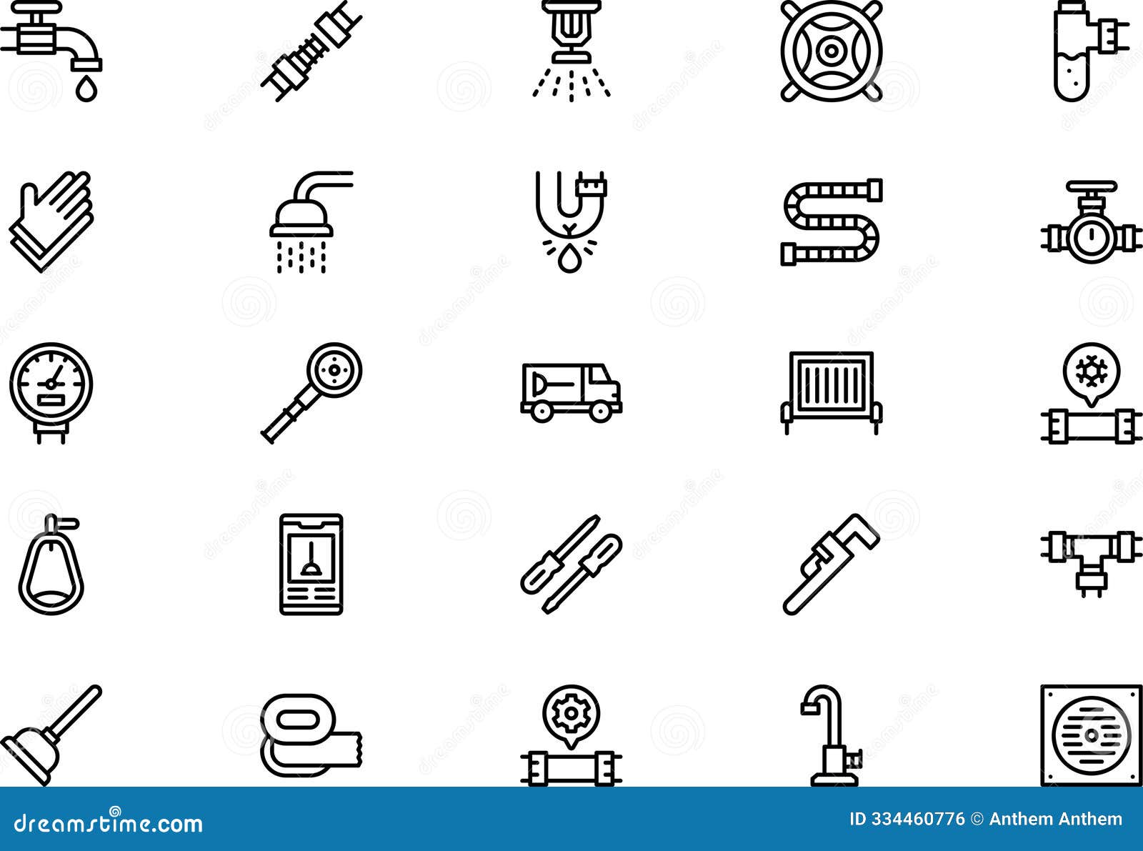 Plumber Icons Collection is a Vector Illustration with Editable Stroke ...