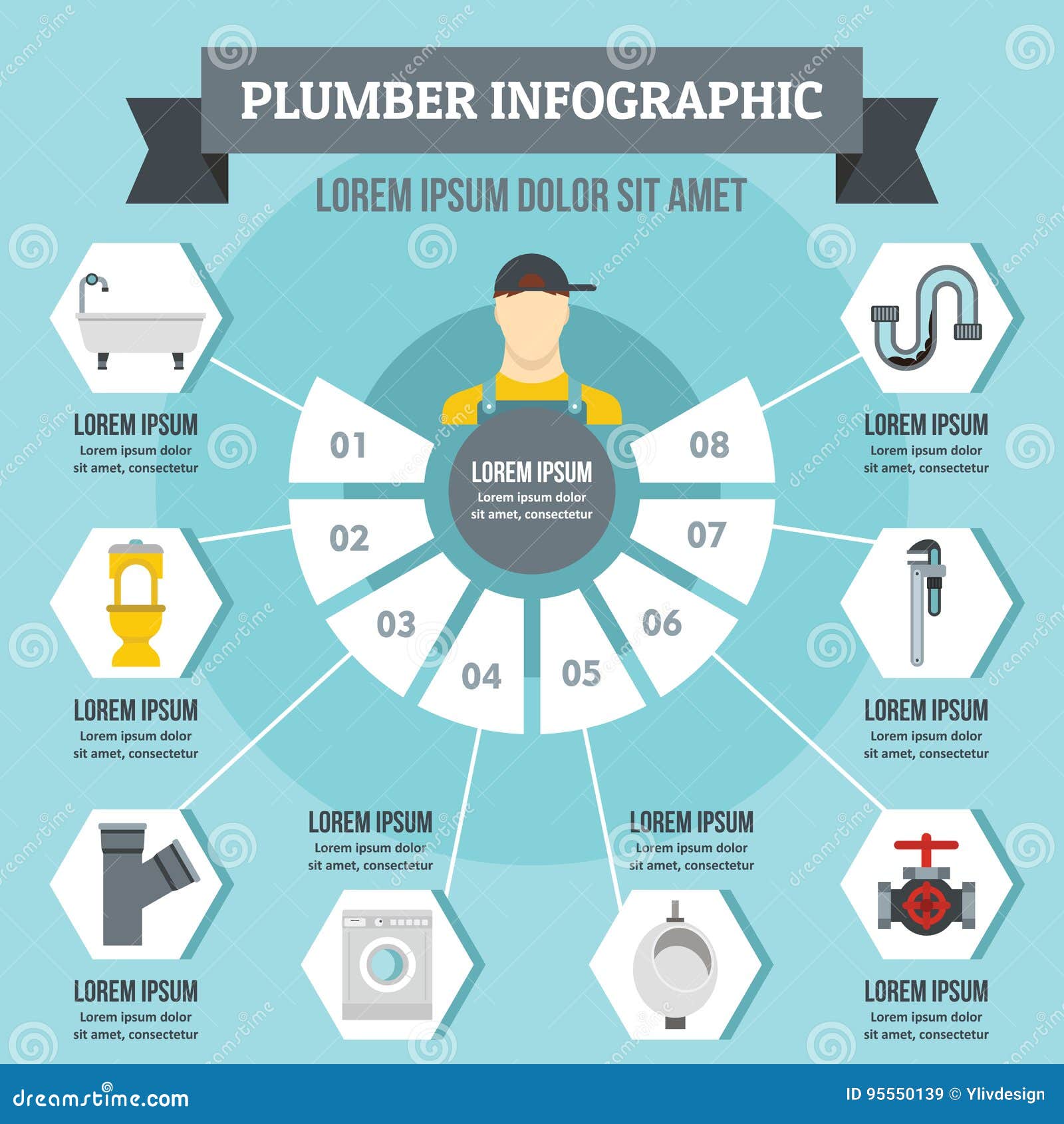 Plumber Infographic Concept, Flat Style Stock Vector - Illustration of ...