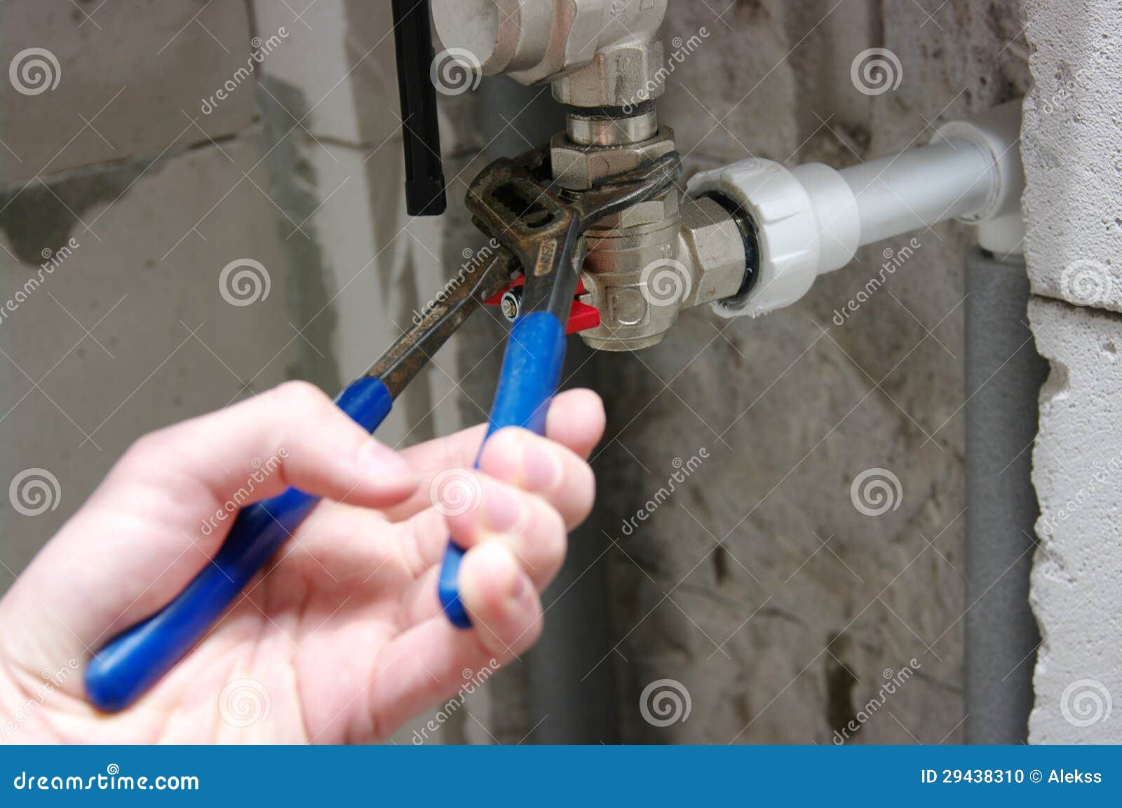 Plumber installing pipes stock photo. Image of tool, workforce - 29438310