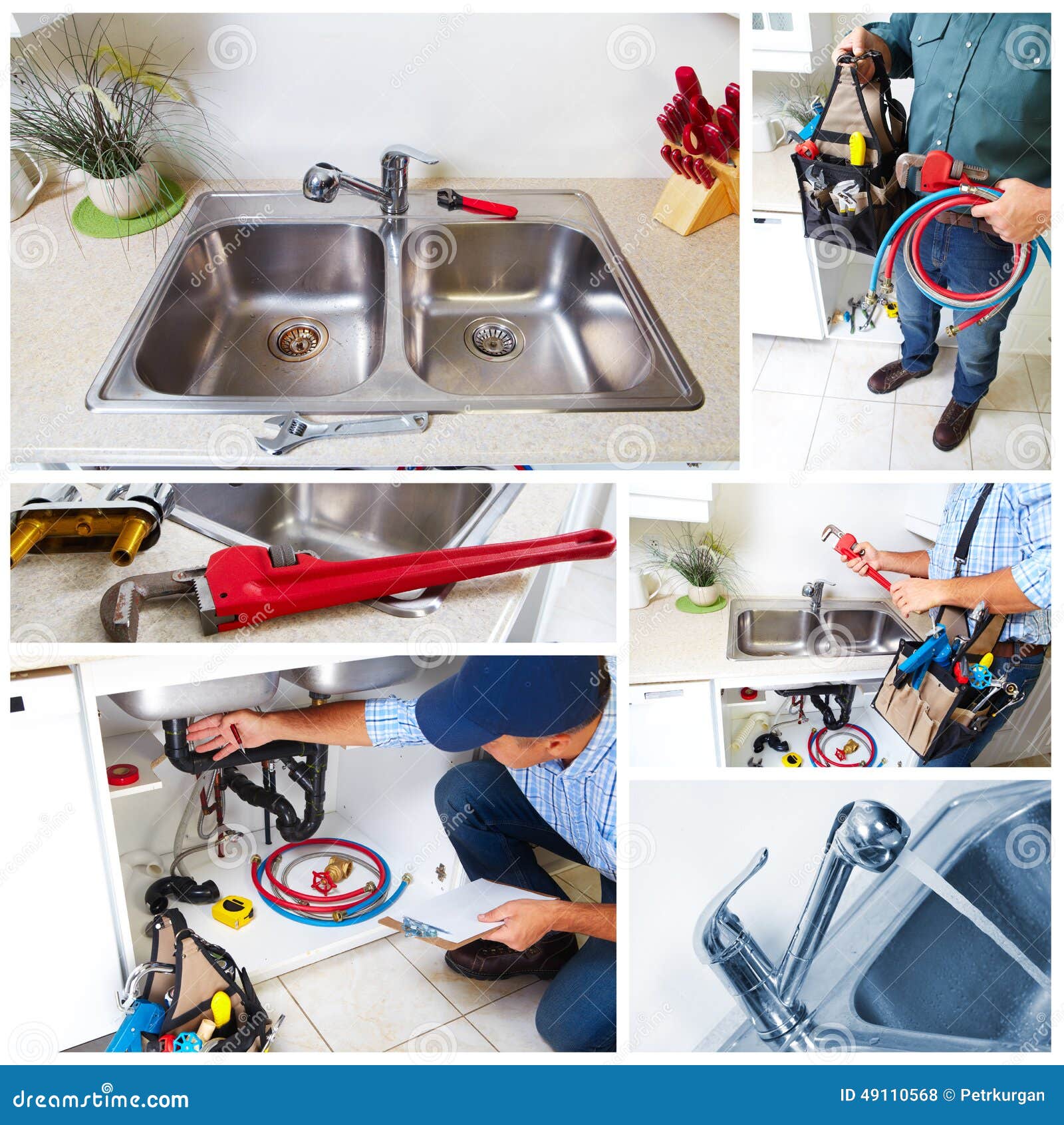 Plumber on the kitchen. stock photo. Image of plumber - 49110568