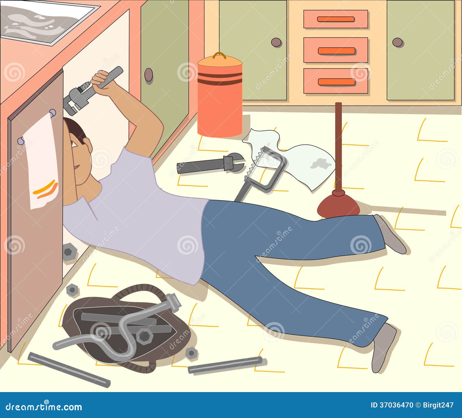 The Plumber stock vector. Illustration of industry, plumbing - 37036470