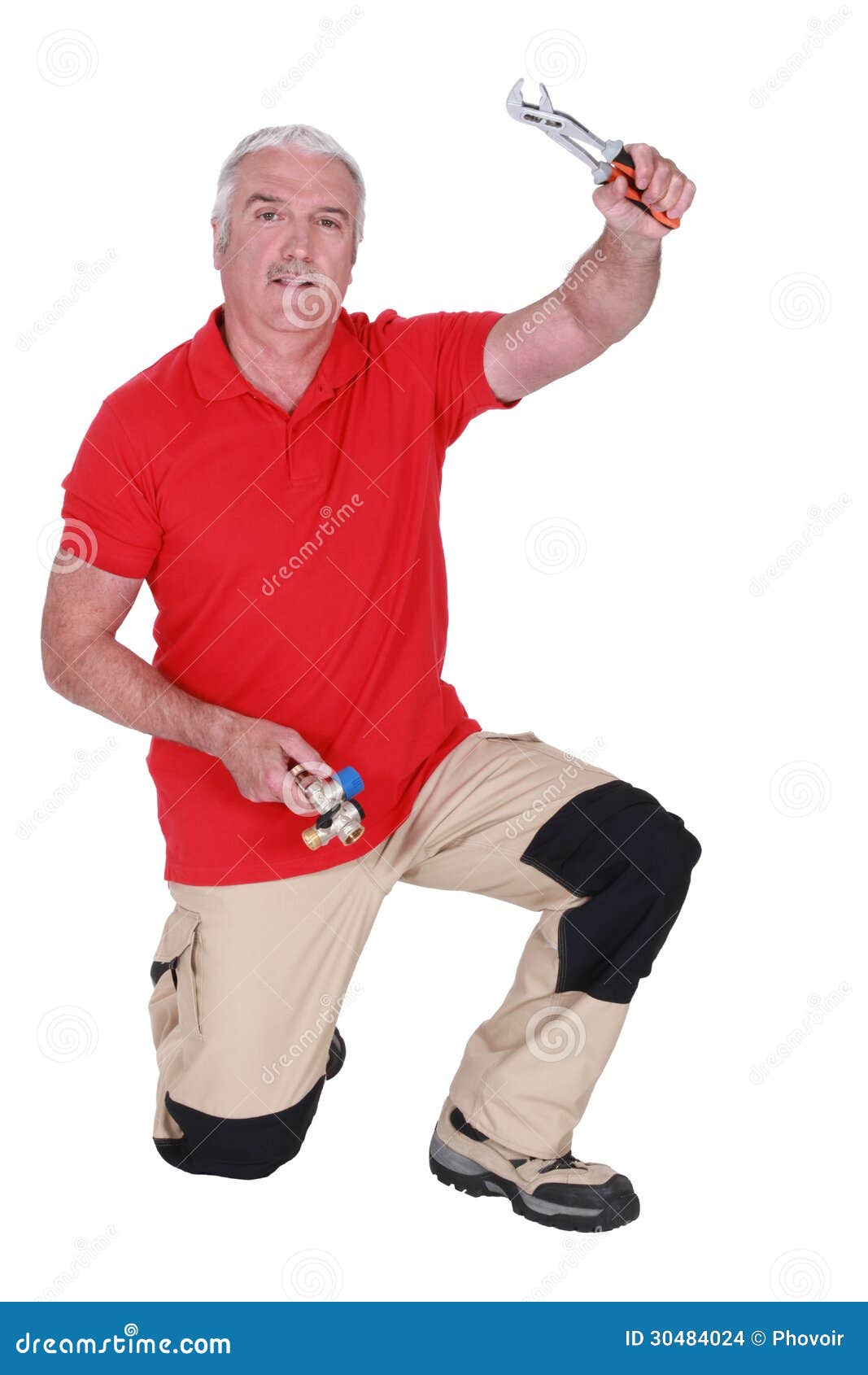 Plumber stock photo. Image of tshirt, piping, showing - 30484024