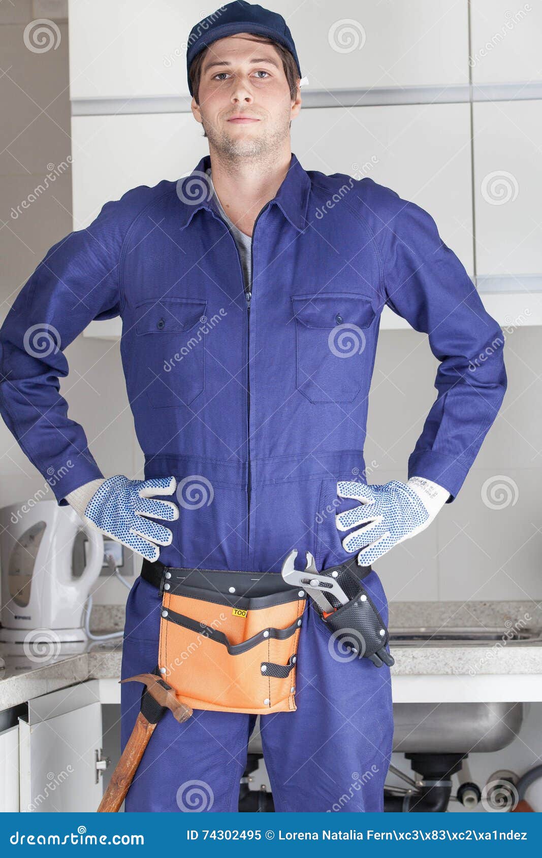 The plumber man stock image. Image of model, home, contractor - 74302495