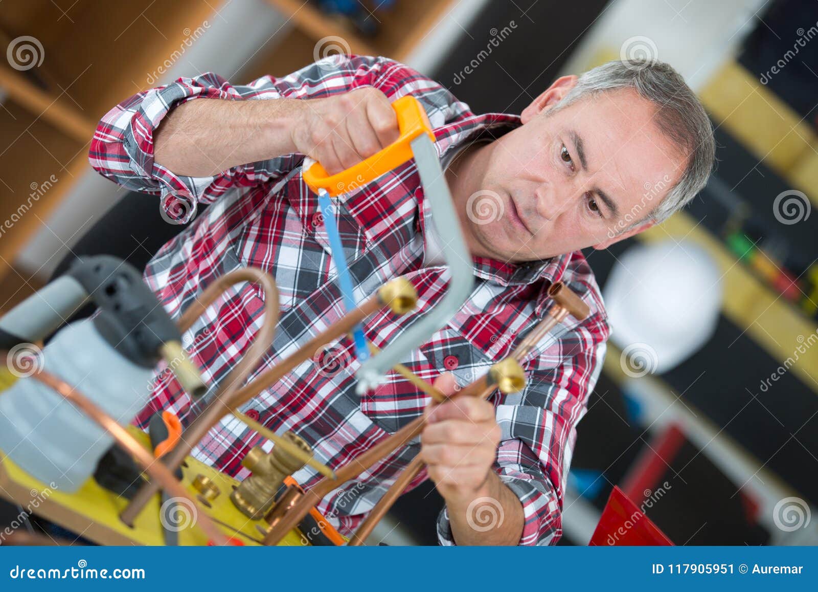 Plumber man with tools stock image. Image of craftsman - 117905951