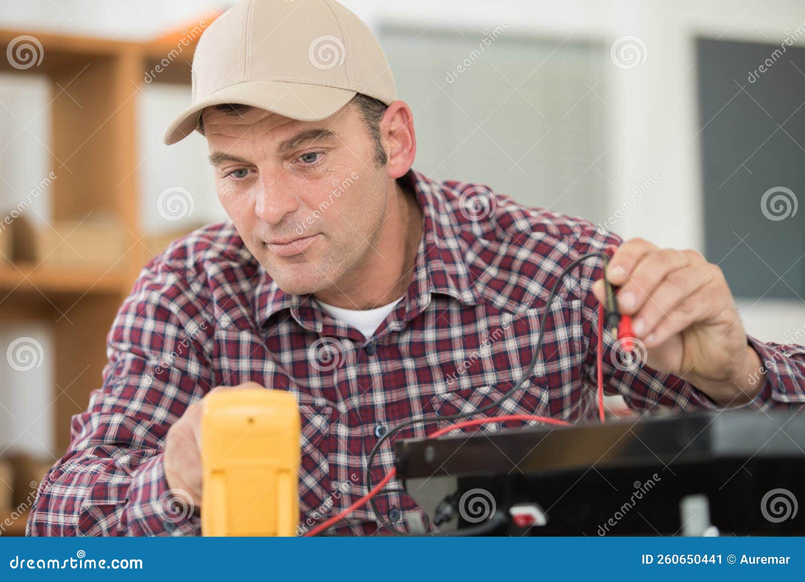 Plumber Measuring Voltage Electronic Device Stock Image - Image of ...