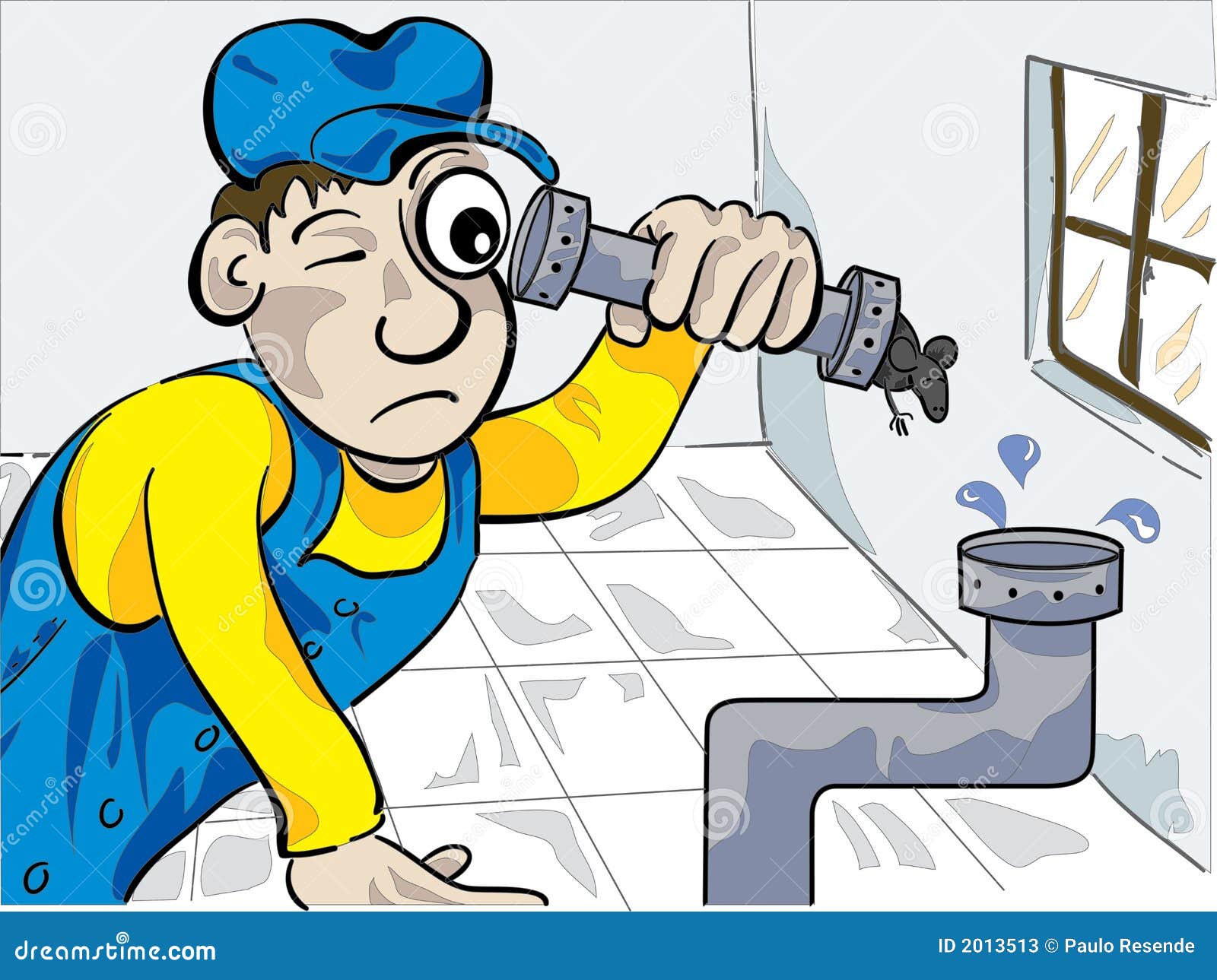 Plumber and mouse stock vector. Illustration of problem - 2013513