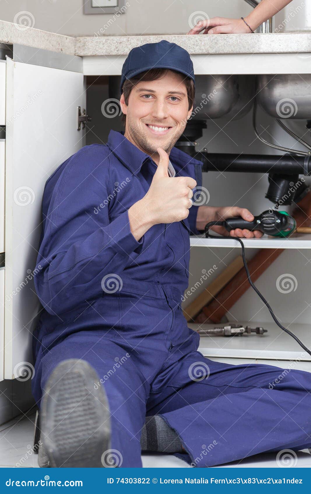 Plumber okay stock photo. Image of feel, plumbing, handsome - 74303822