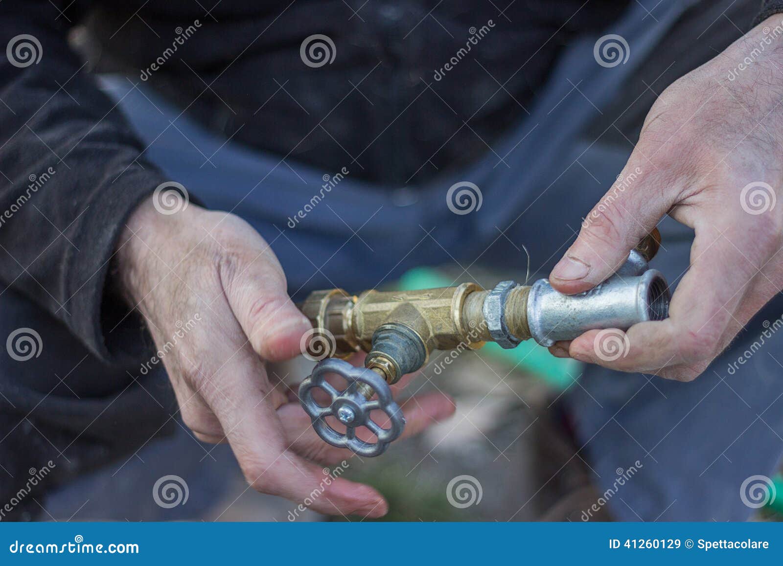 Plumber with Pipe Connectors Stock Image - Image of natural, connector ...