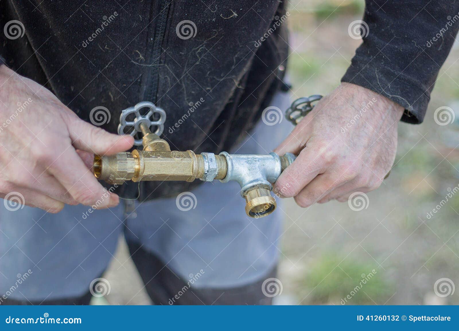 Plumber with Pipe Connectors 2 Stock Photo - Image of gauge, connector ...
