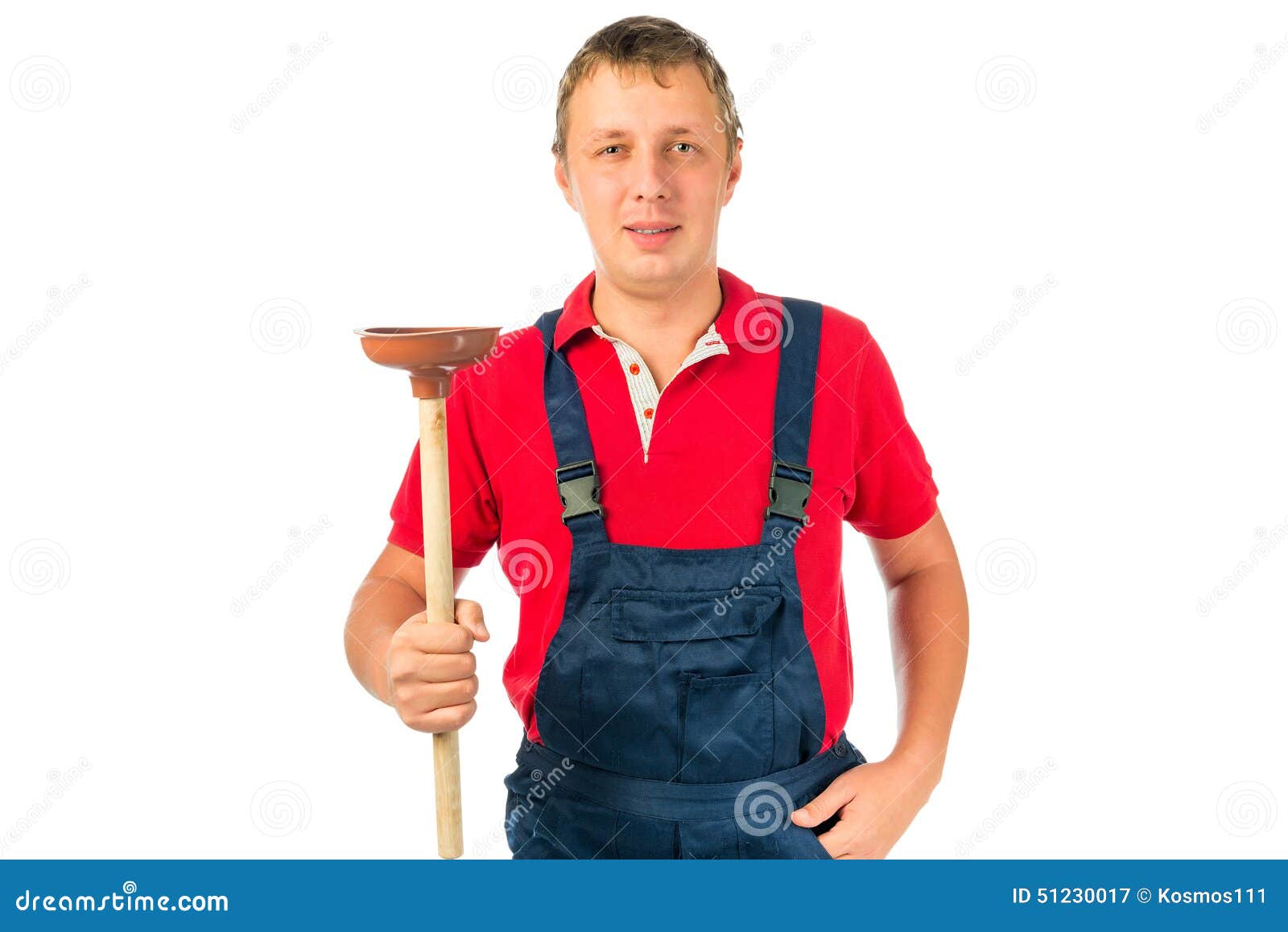 Plumber with plunger stock image. Image of protective - 51230017