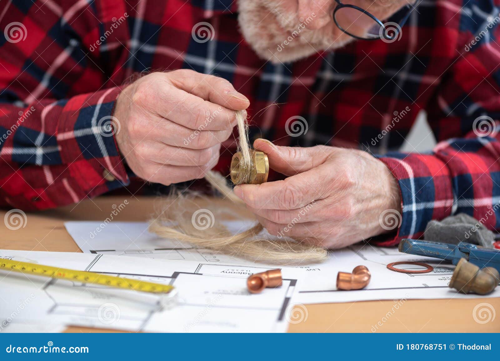 Plumber Preparing Fitting Sealing Stock Image - Image of connect, leak ...