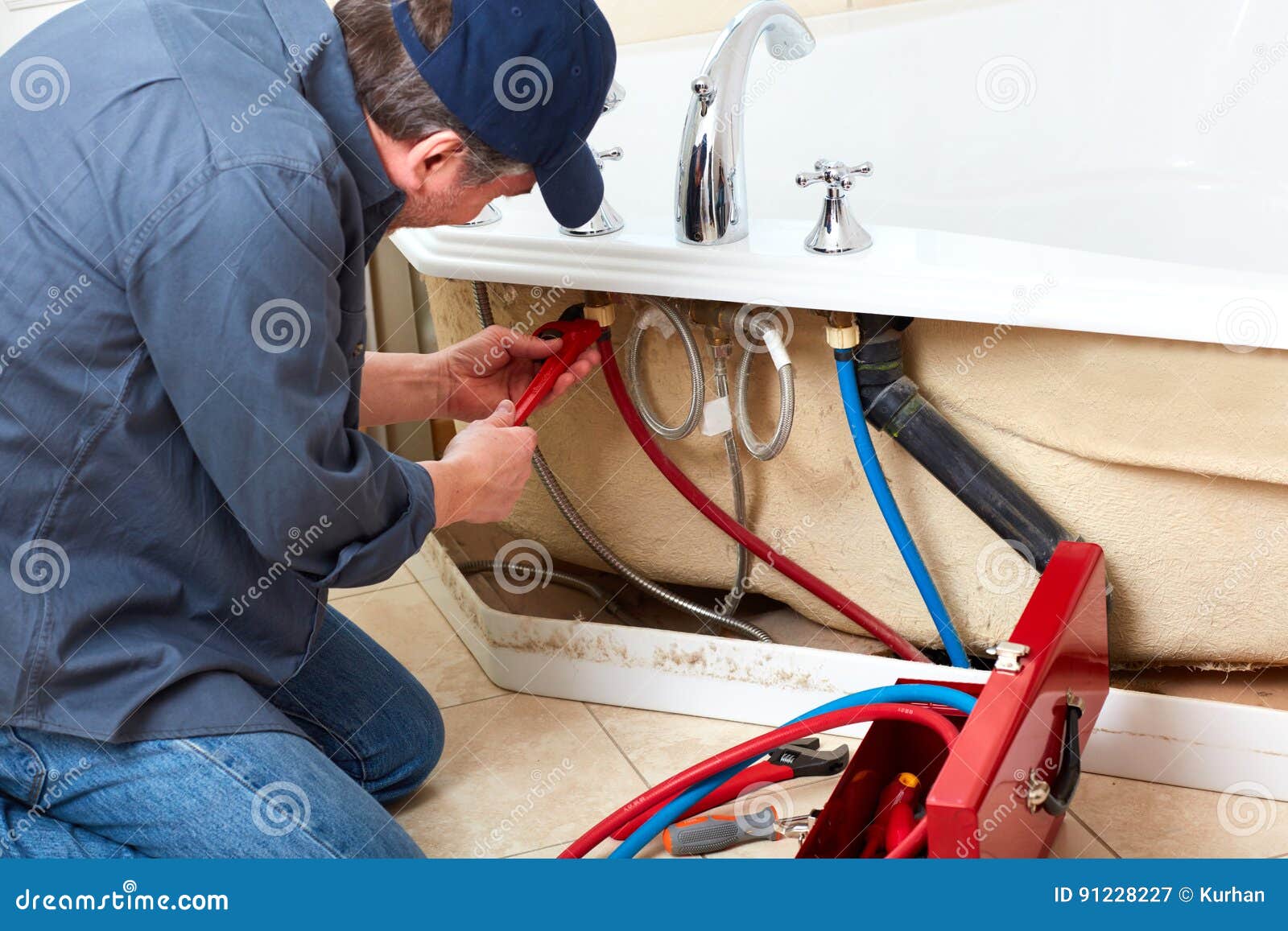 Plumber stock image. Image of plumbing, inspection, handsome - 91228227