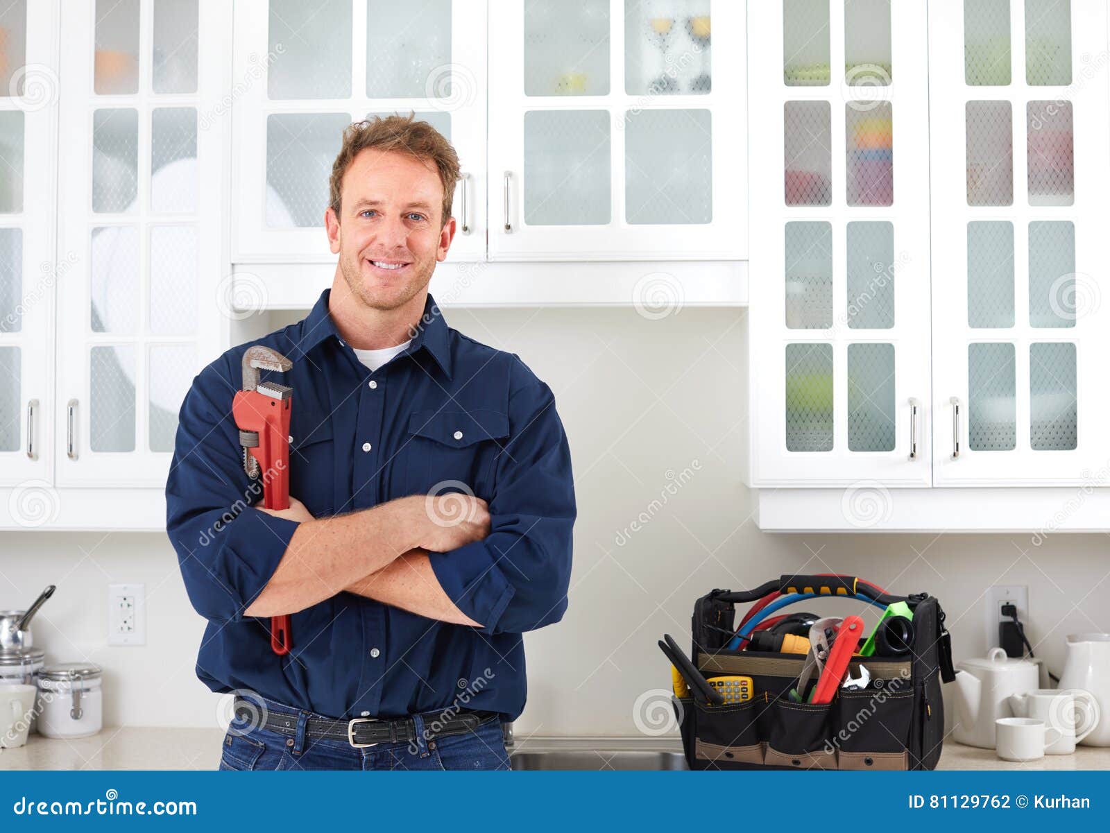 Plumber. stock photo. Image of renovation, adult, fettler - 81129762