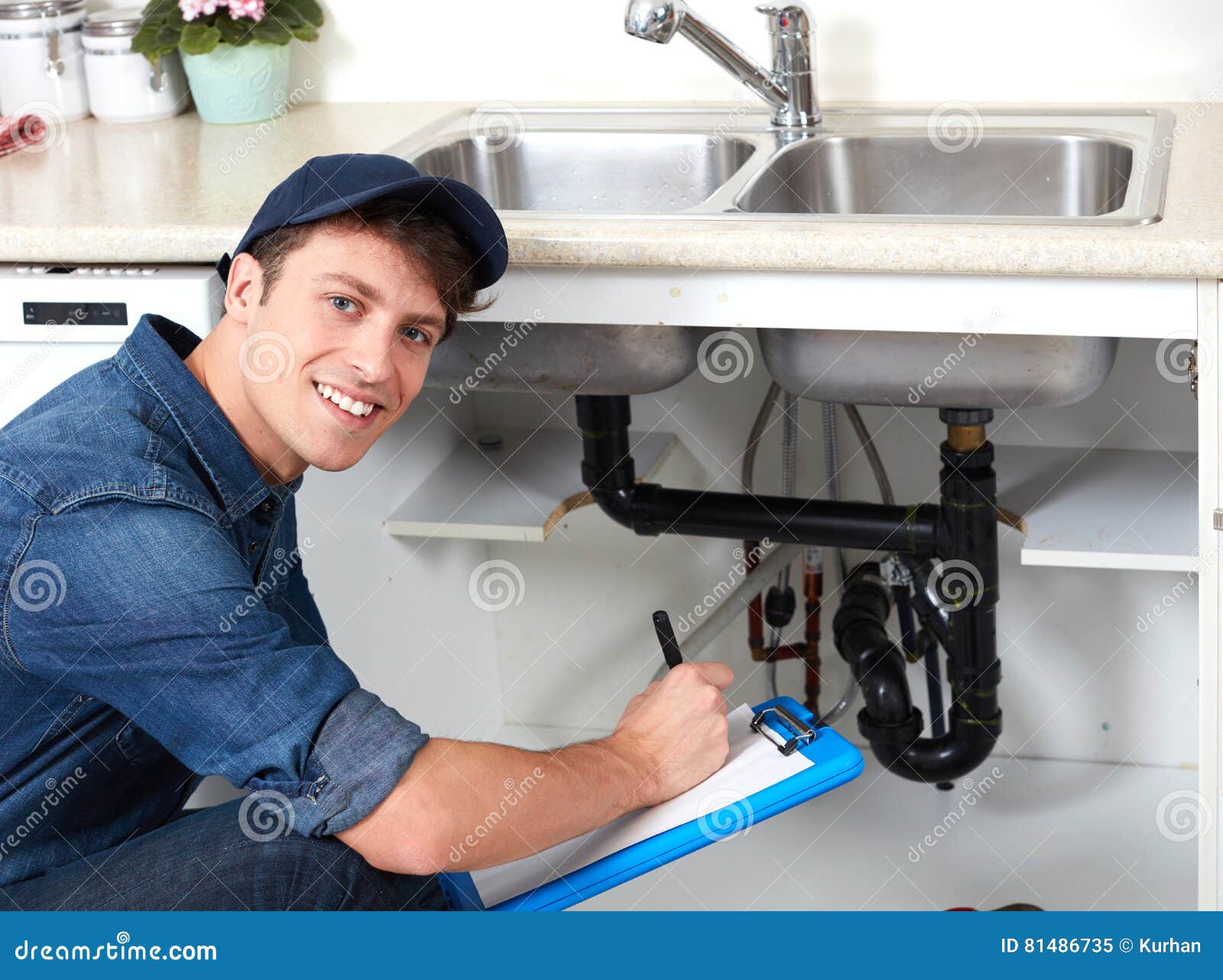 Plumber. stock image. Image of kitchen, renovation, repairman - 81486735