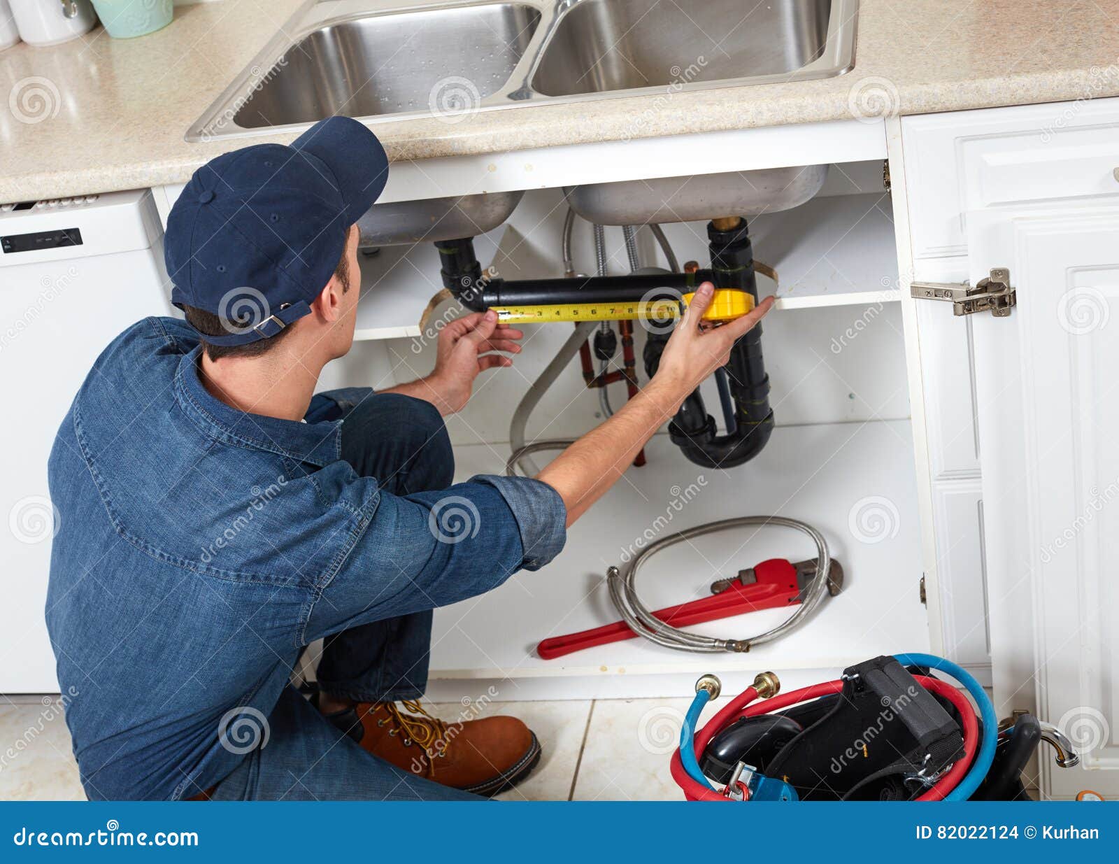Plumber. stock photo. Image of male, renovate, industrial - 82022124