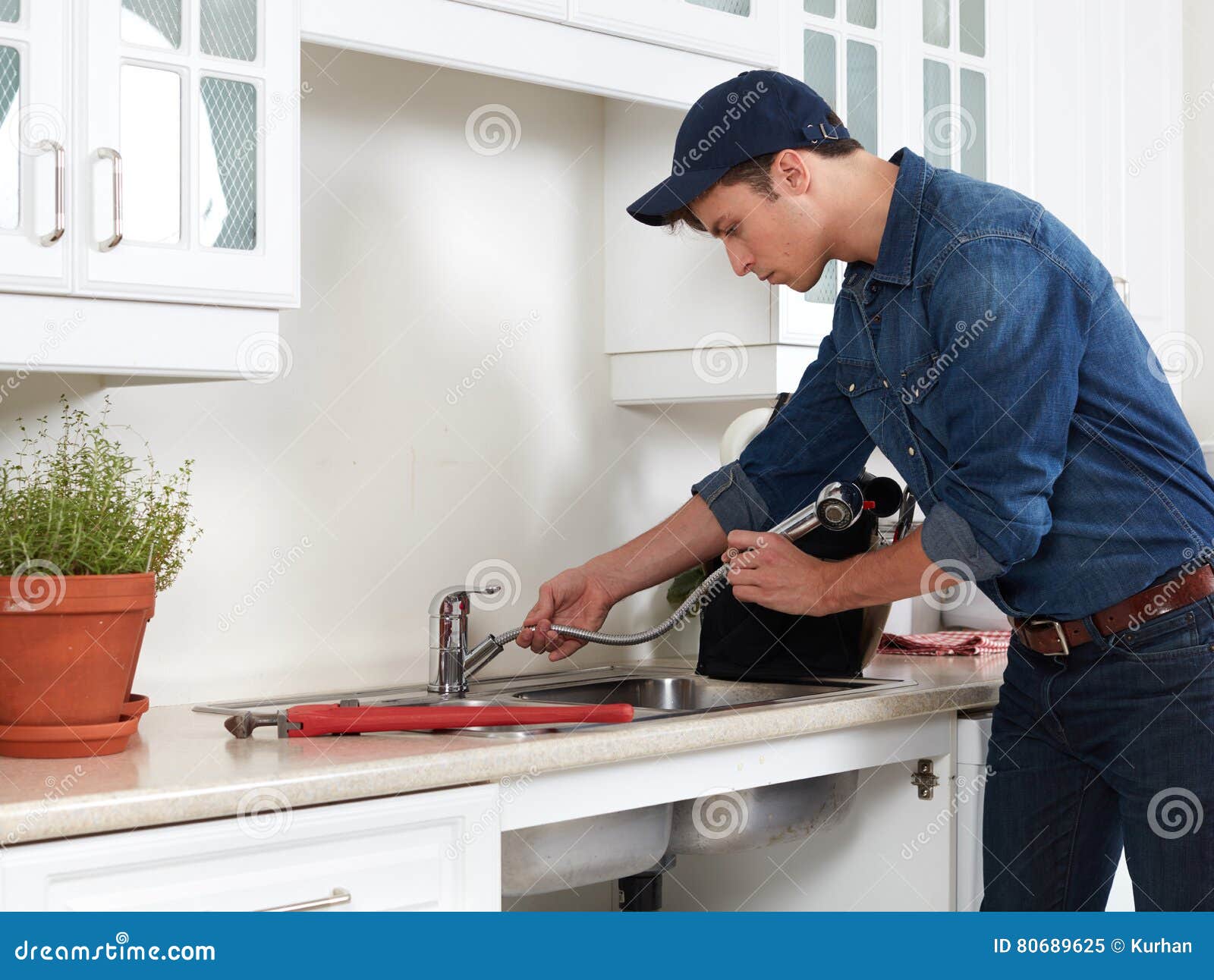 Plumber. stock image. Image of home, renovate, fettler - 80689625
