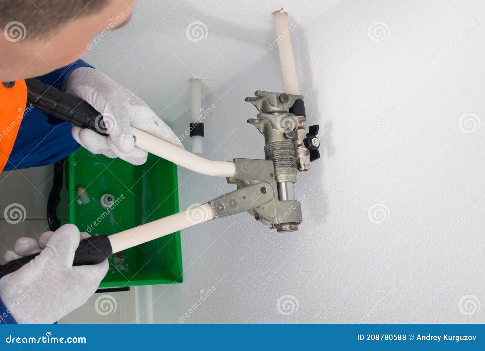 Plumber Professional Equipment Does Water Pipe Crimping Stock Photo ...