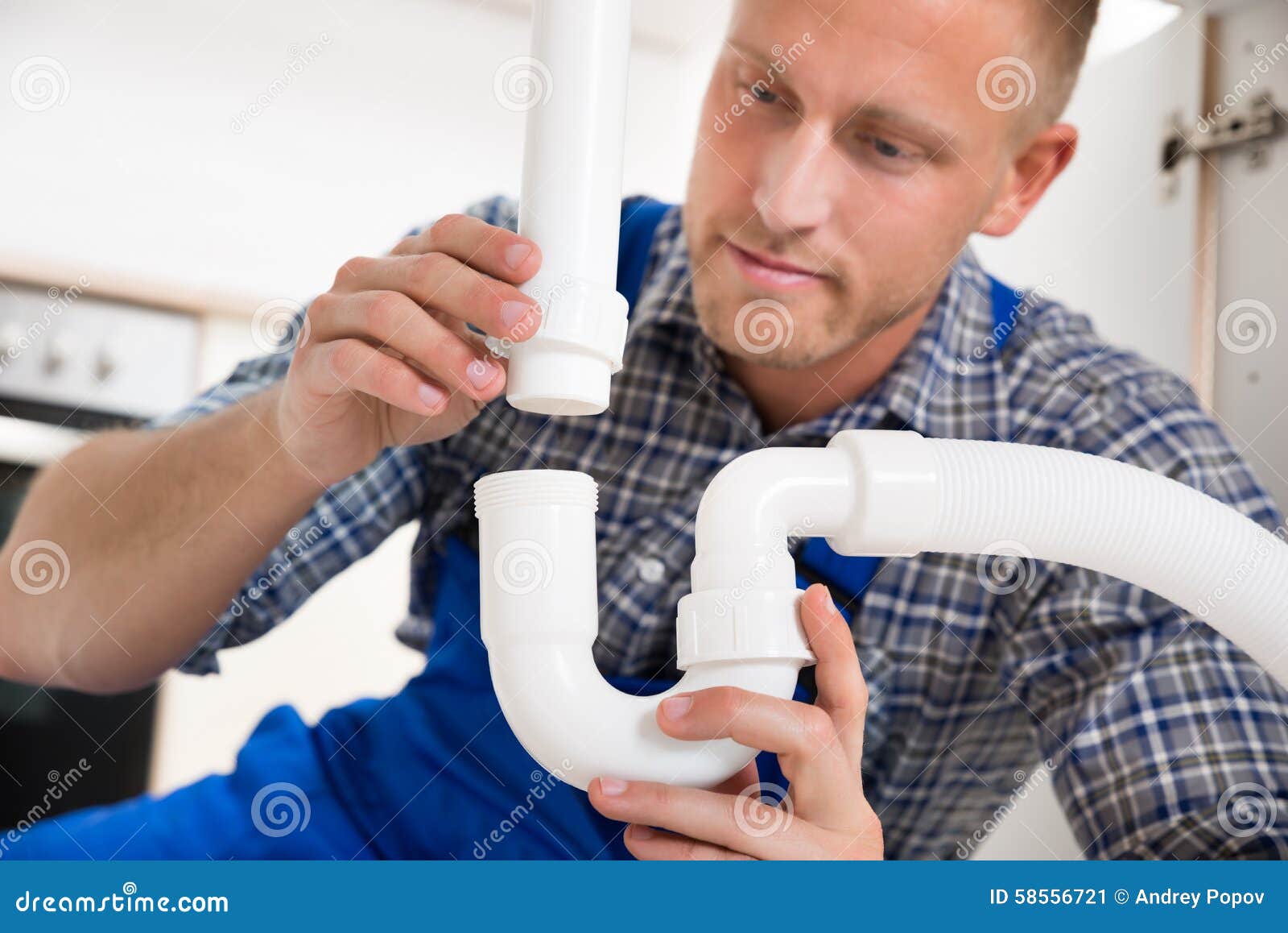 Plumber Repairing Pipe of Sink Stock Image - Image of sanitation ...