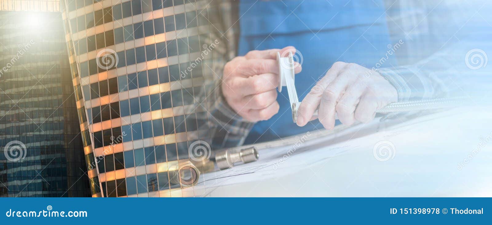 Plumber`s Hands Using Thread Seal Tape; Multiple Exposure Stock Photo ...
