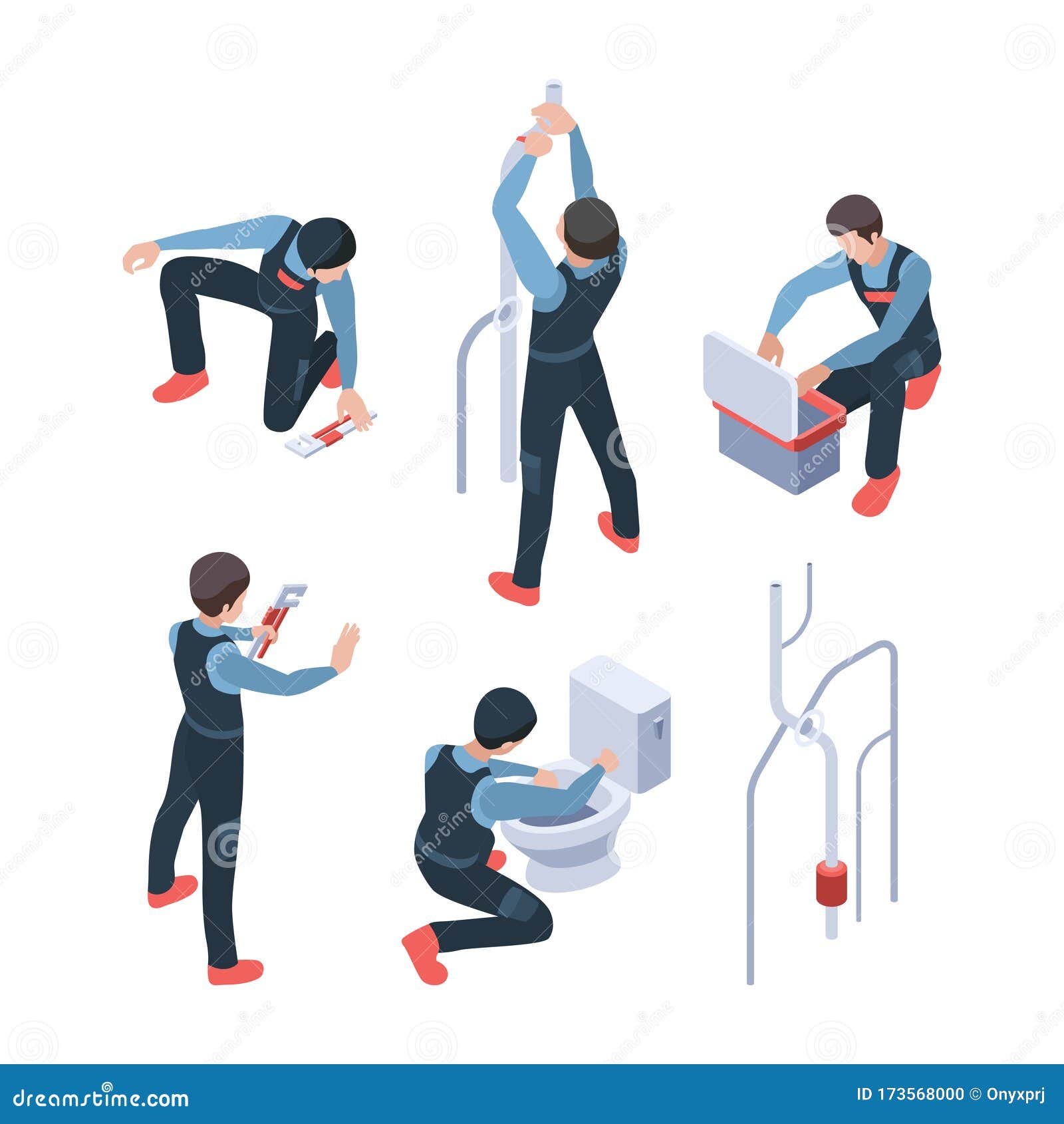 Plumber Service Isometric. Repair Bathroom Fixing Washroom and Toilet ... Plumber Service Isometric. Repair Bathroom Fixing Washroom and Toilet ...