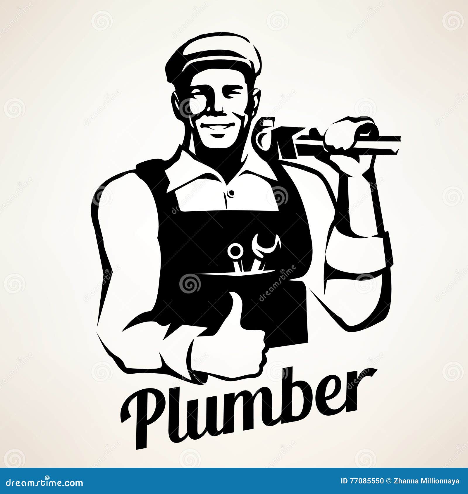 Plumber Service Portrait Retro Emblem Stock Vector - Illustration of ...
