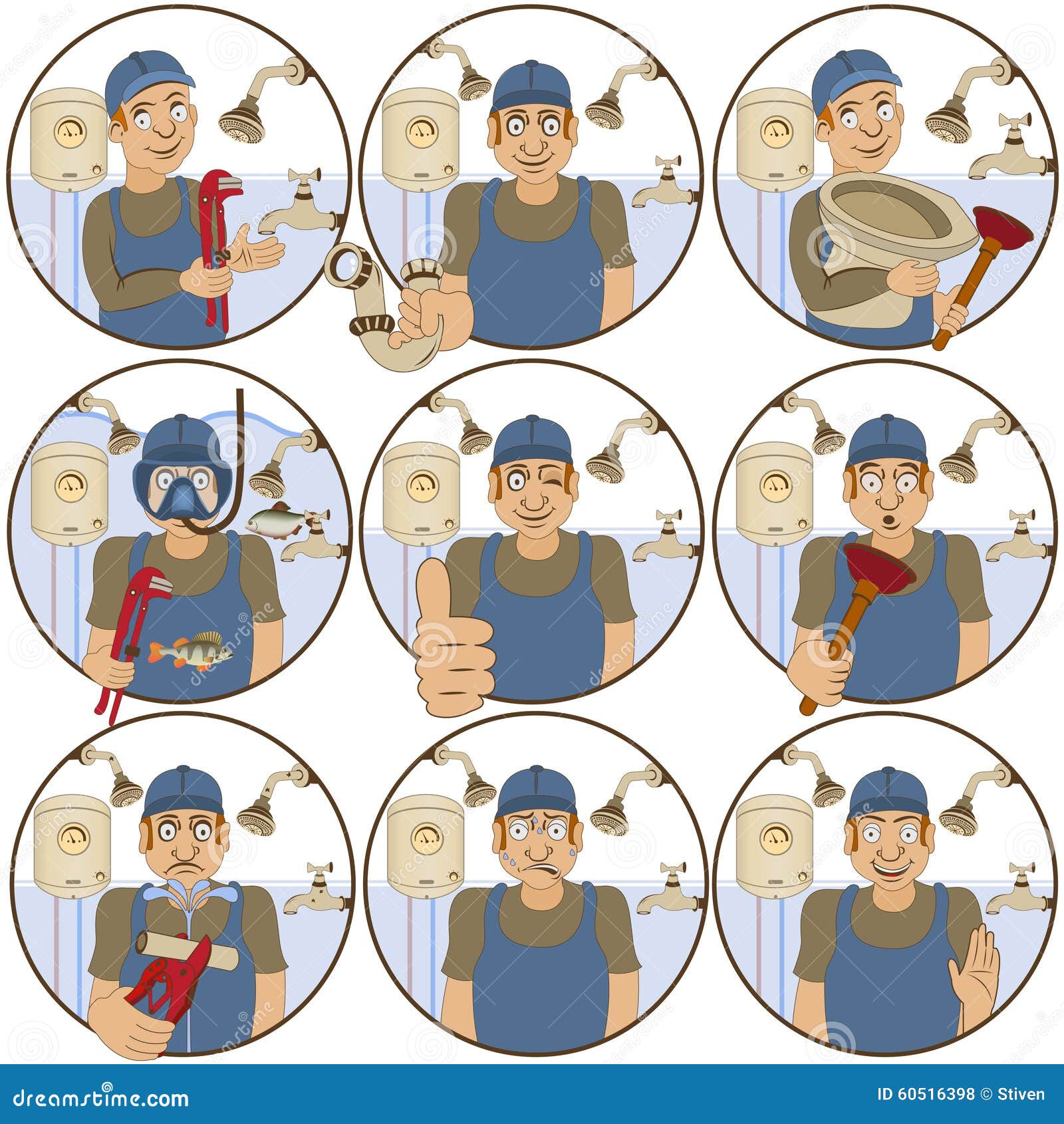 Plumber stickers stock vector. Illustration of playful - 60516398