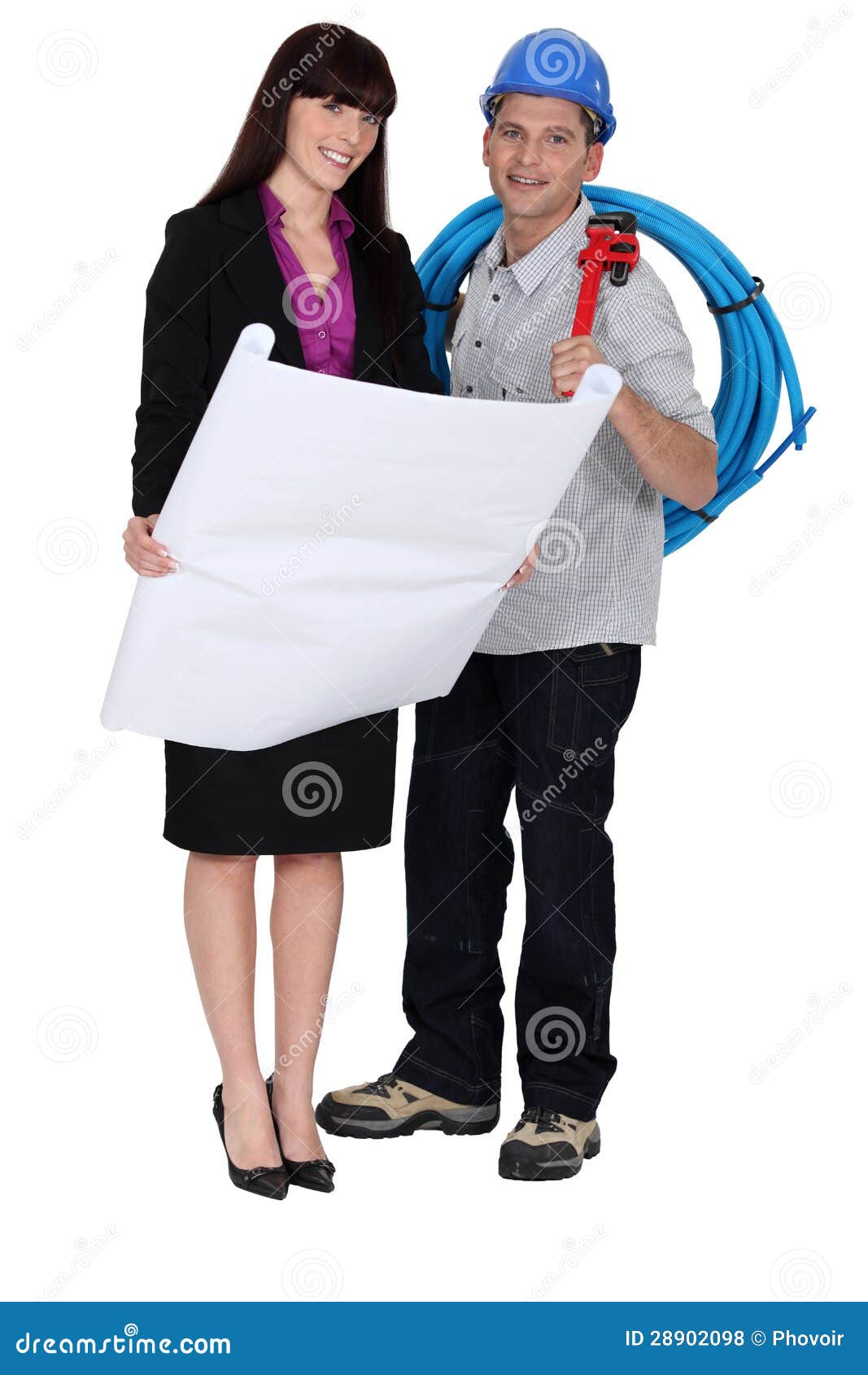 Plumber Stood with Architect Stock Photo - Image of professional ...