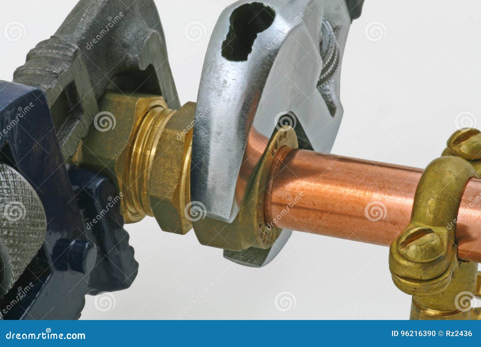 Plumber Tightening Up Pipework Stock Photo - Image of spanner, build ...