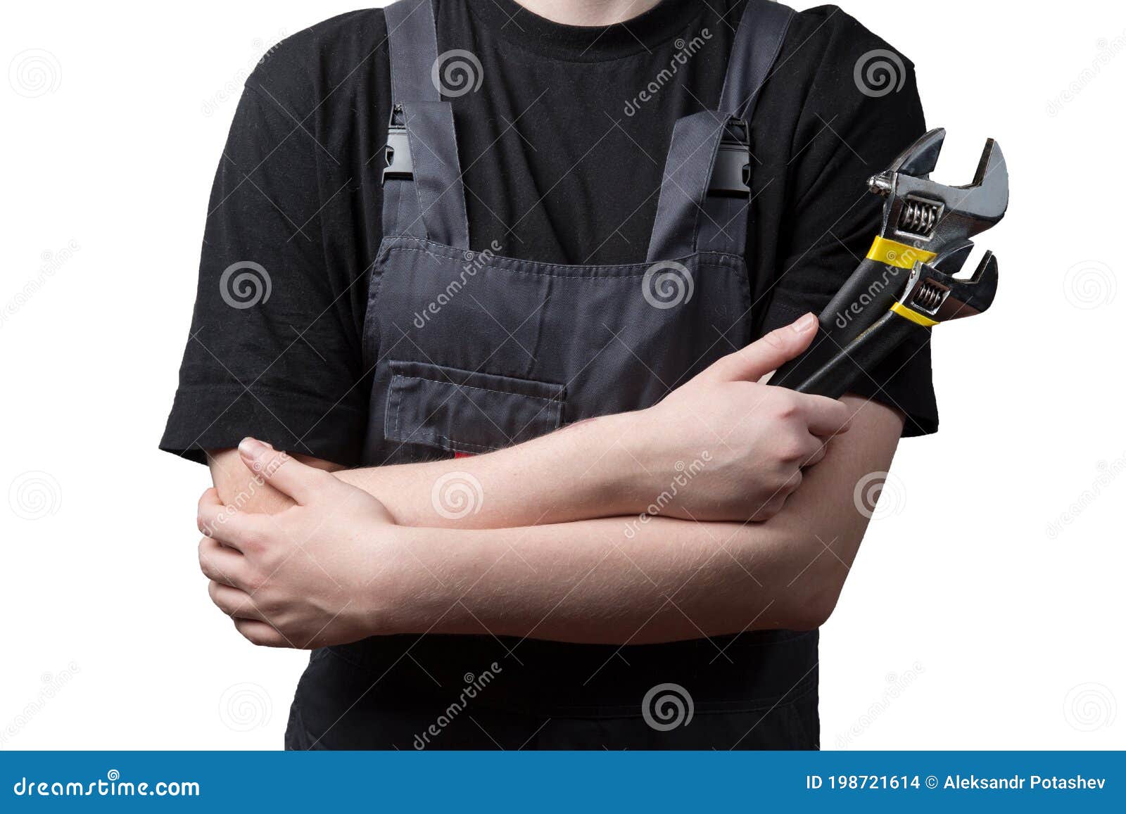 Plumber with a Tool on a White Background. Isolate Stock Photo - Image ...