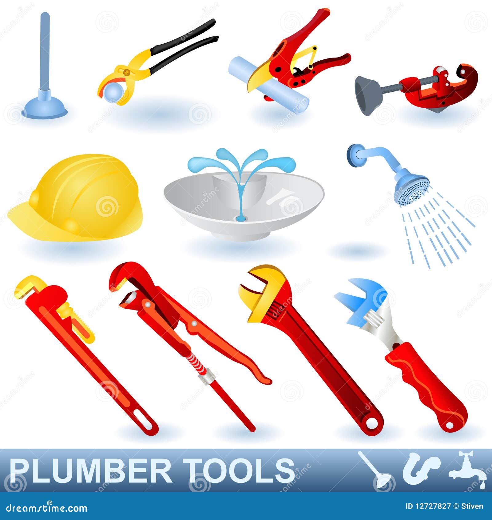 Plumber tools stock vector. Illustration of isolated - 12727827