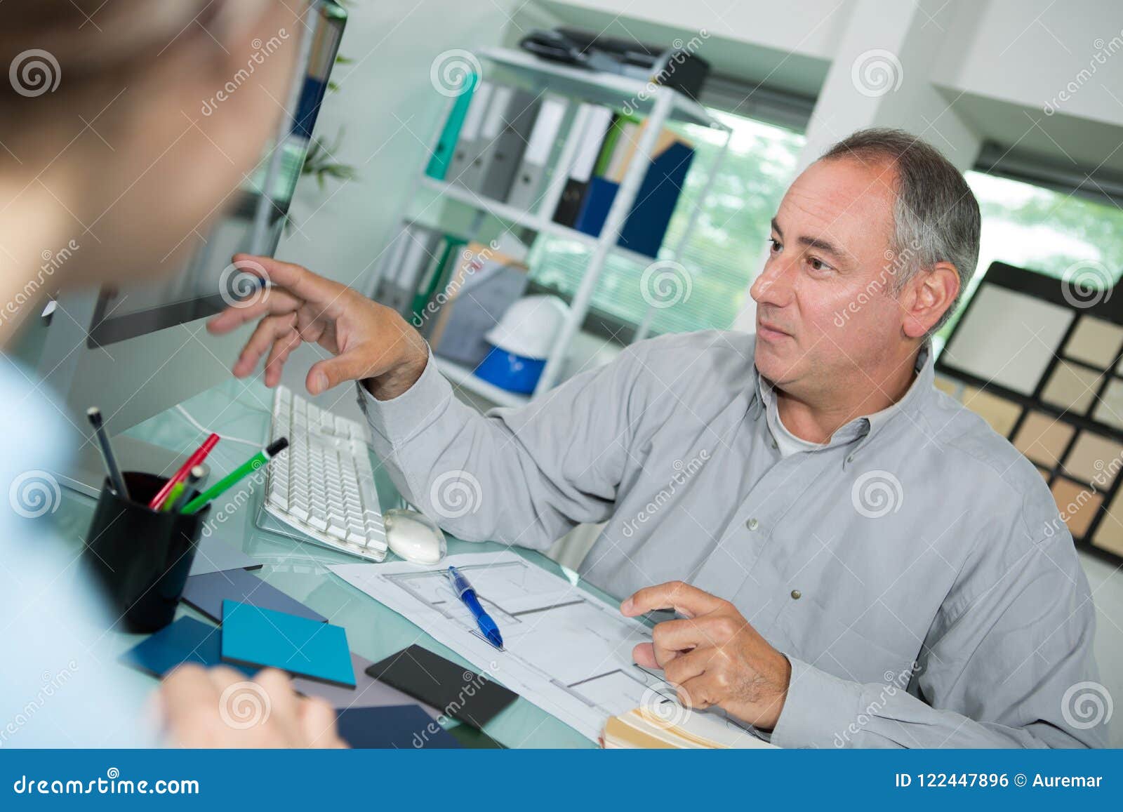 Plumber Using Desktop Computer Stock Photo - Image of industry ...