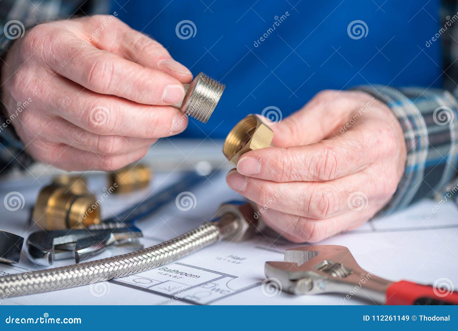 Plumber Using Plumbing Fittings Stock Image - Image of sealing ...