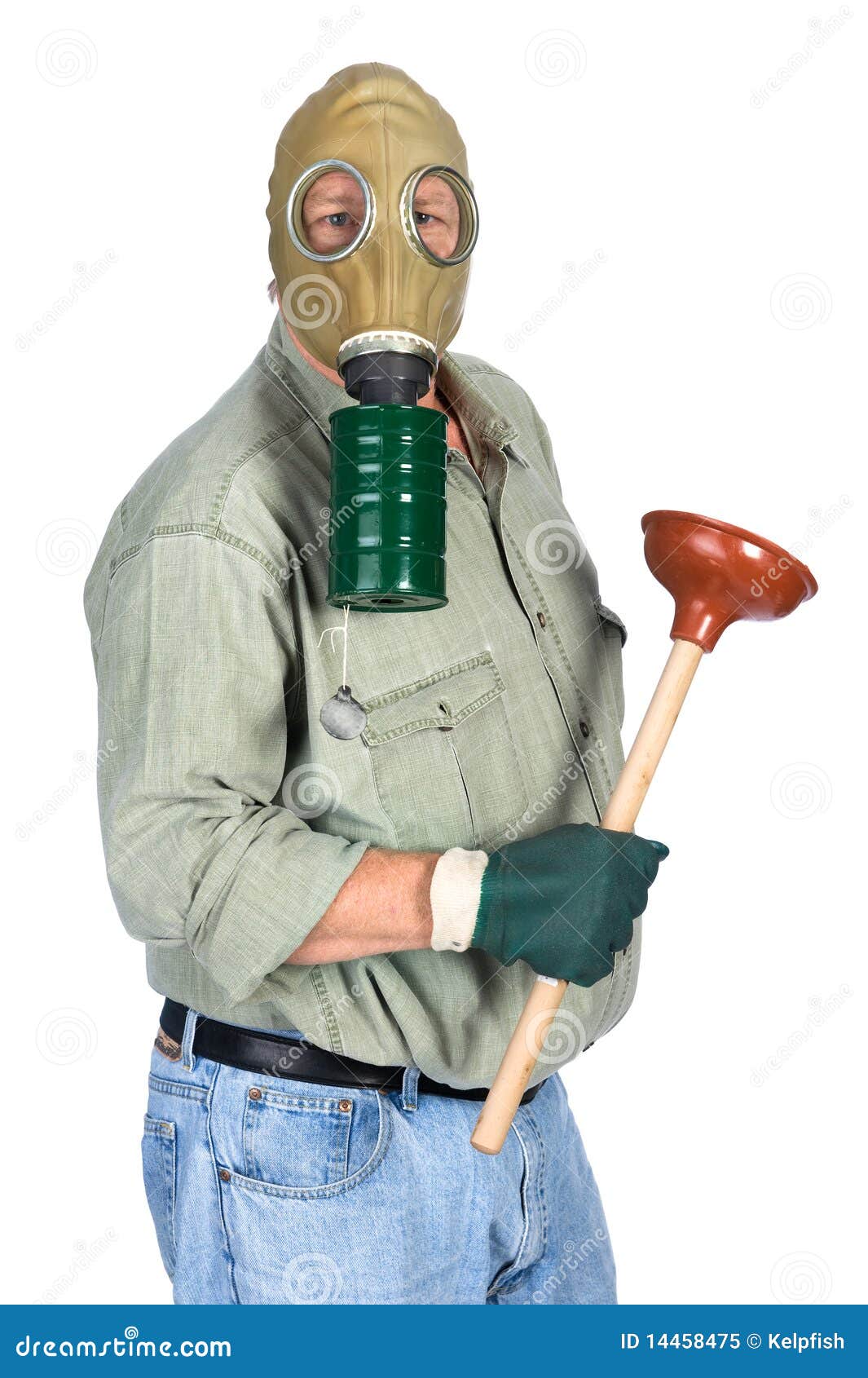 Plumber wearing gas mask stock image. Image of background - 14458475