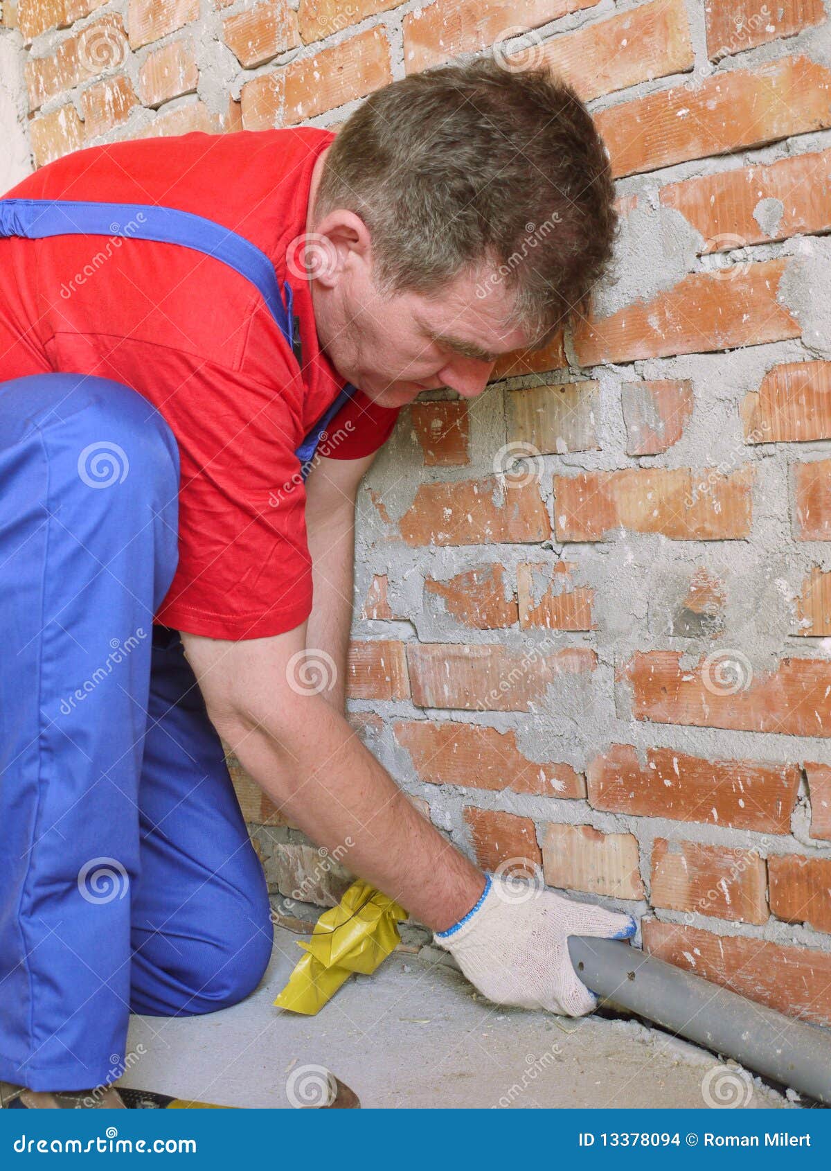 Plumber at work stock photo. Image of pipework, indoor - 13378094