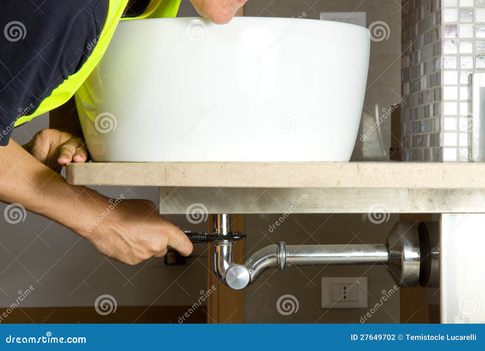 Plumber at work stock photo. Image of pipe, laborer, builder - 27649702