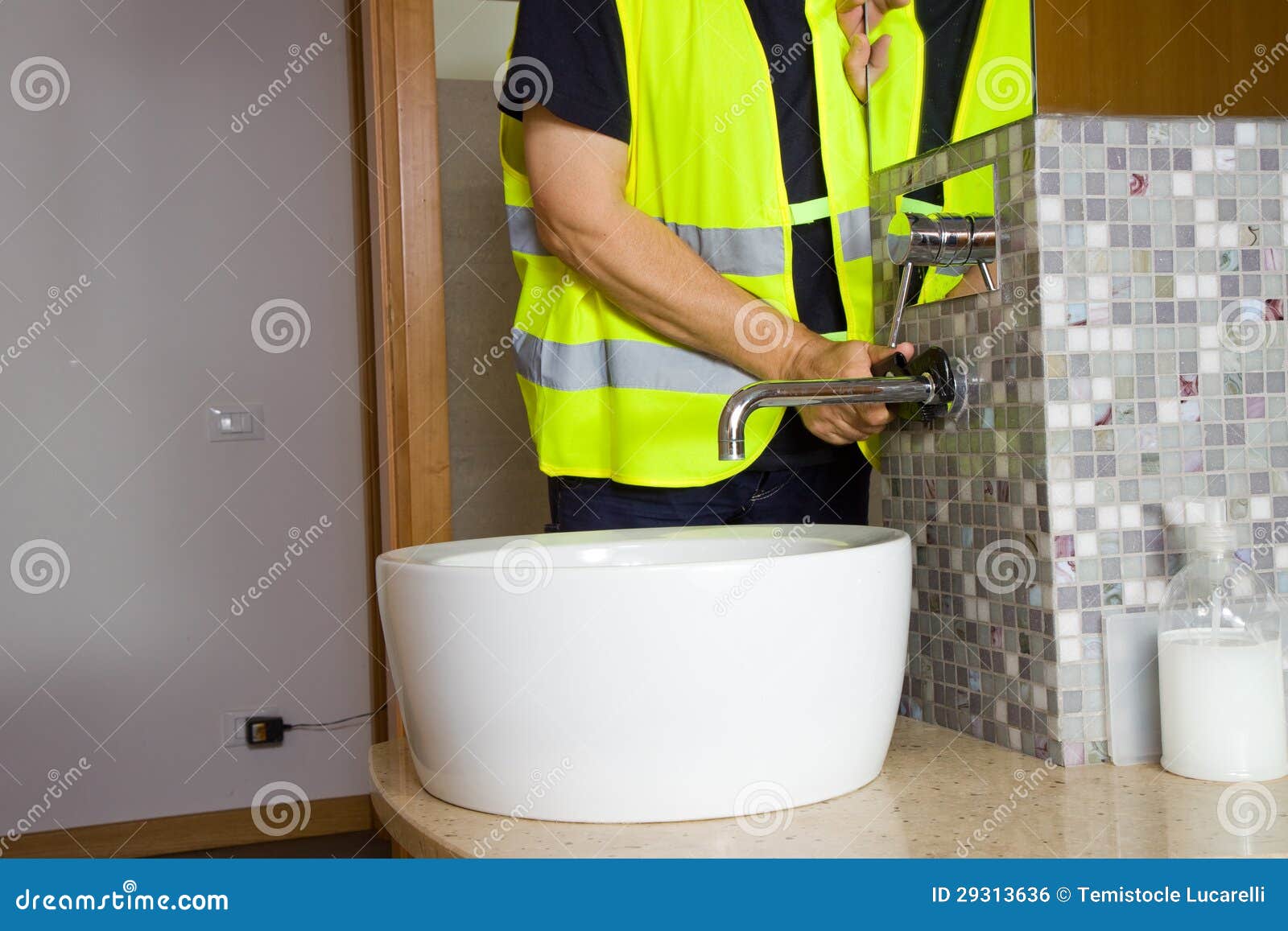 Plumber at work stock photo. Image of equipment, improvement - 29313636