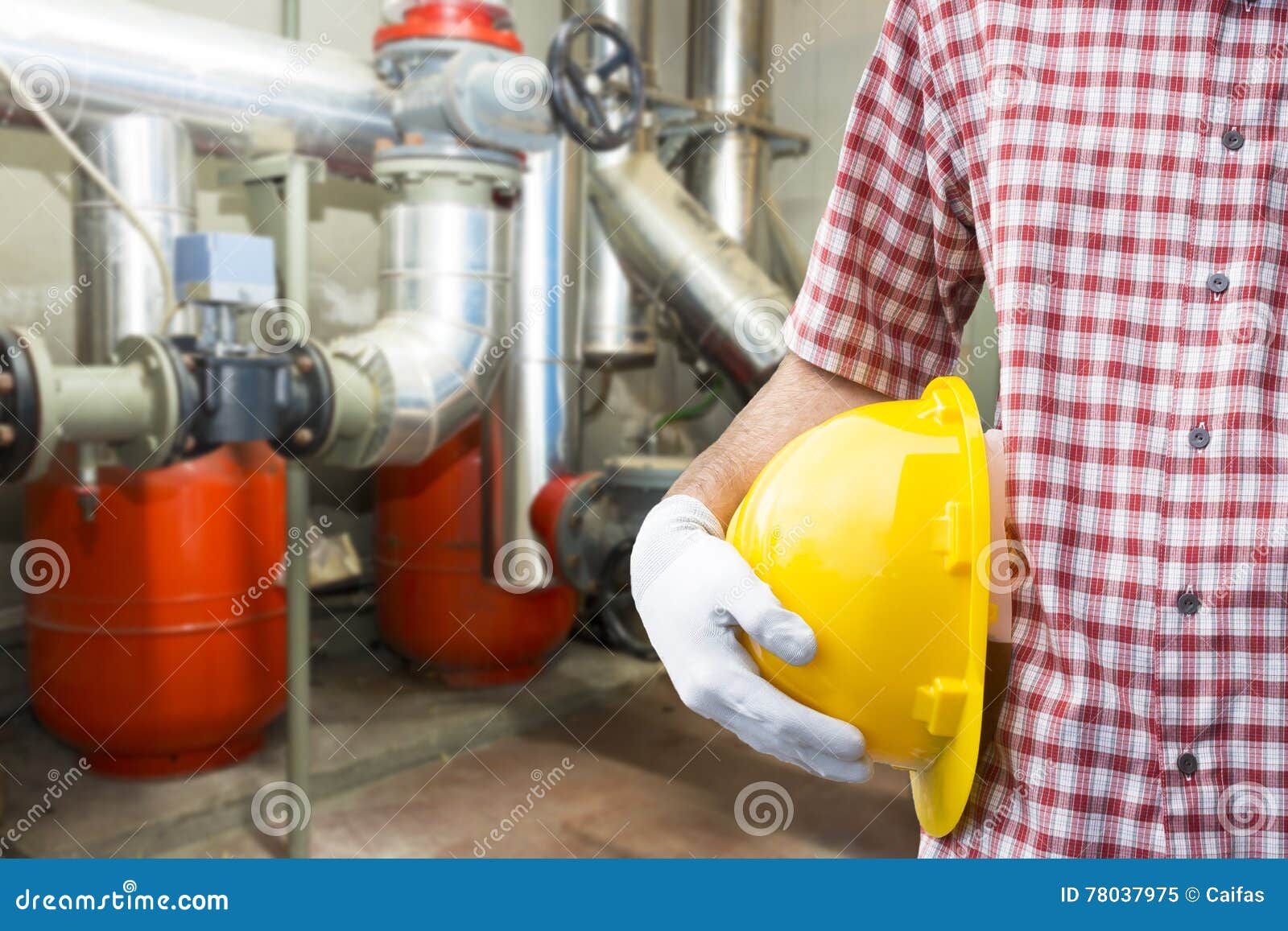 Plumber at Work in the Boiler Room Stock Image - Image of work, saving ...