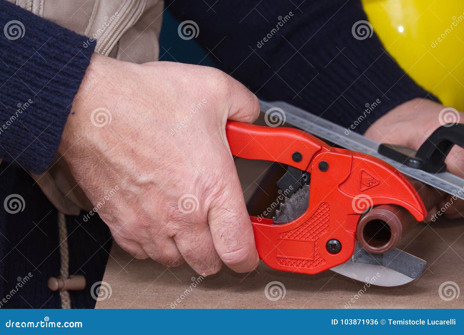 Plumber at Work in His Workshop Stock Photo - Image of pipe, industry ...