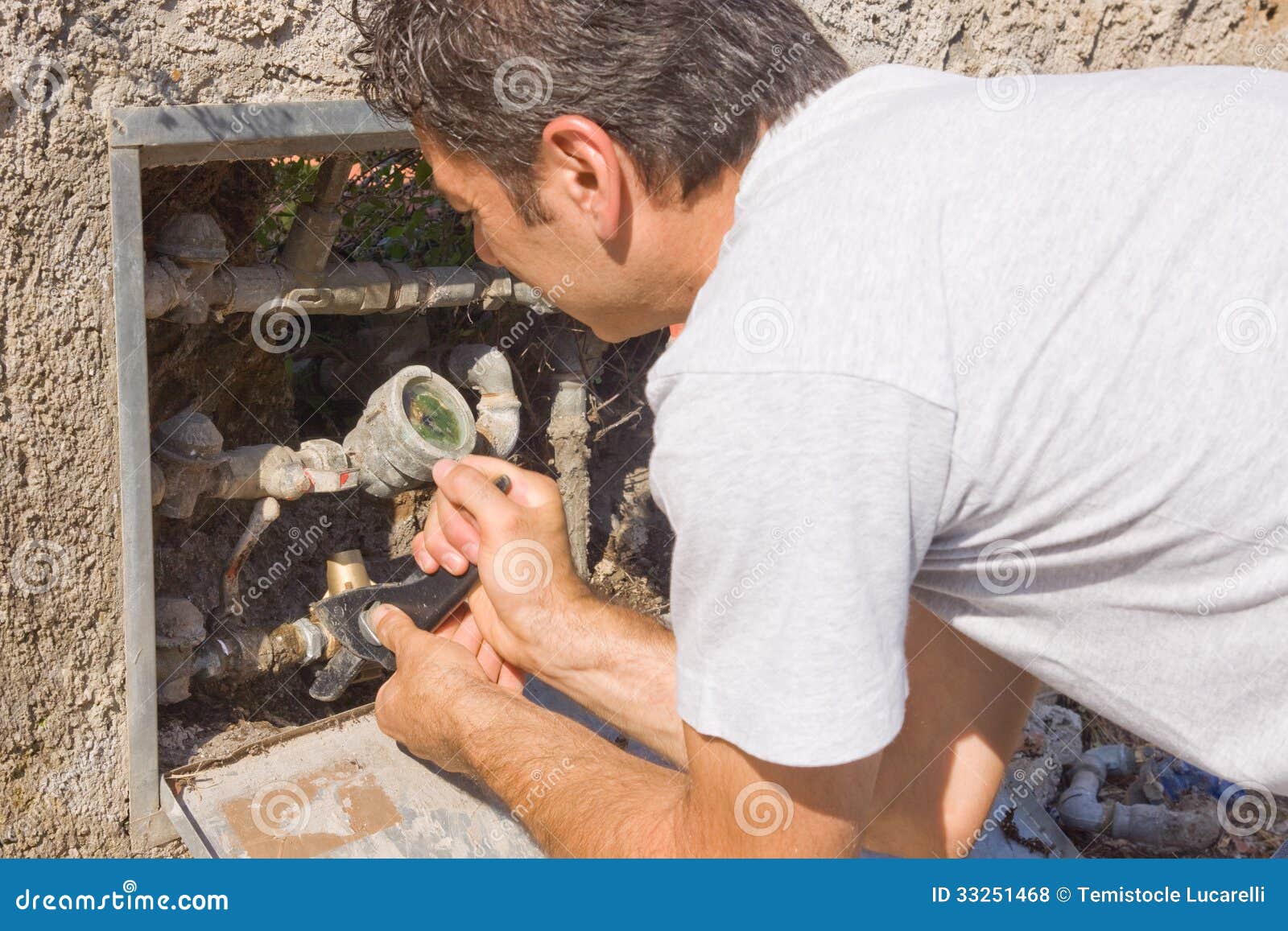Plumber at work stock photo. Image of contractor, plumber - 33251468