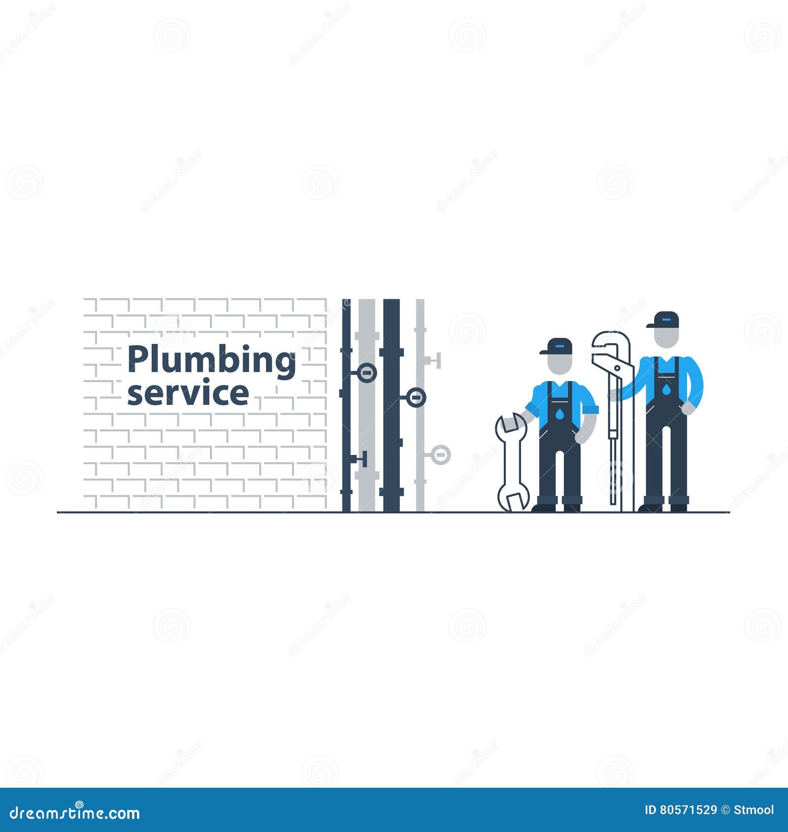 Plumber at Work with Tools in Basement Stock Vector - Illustration of ...