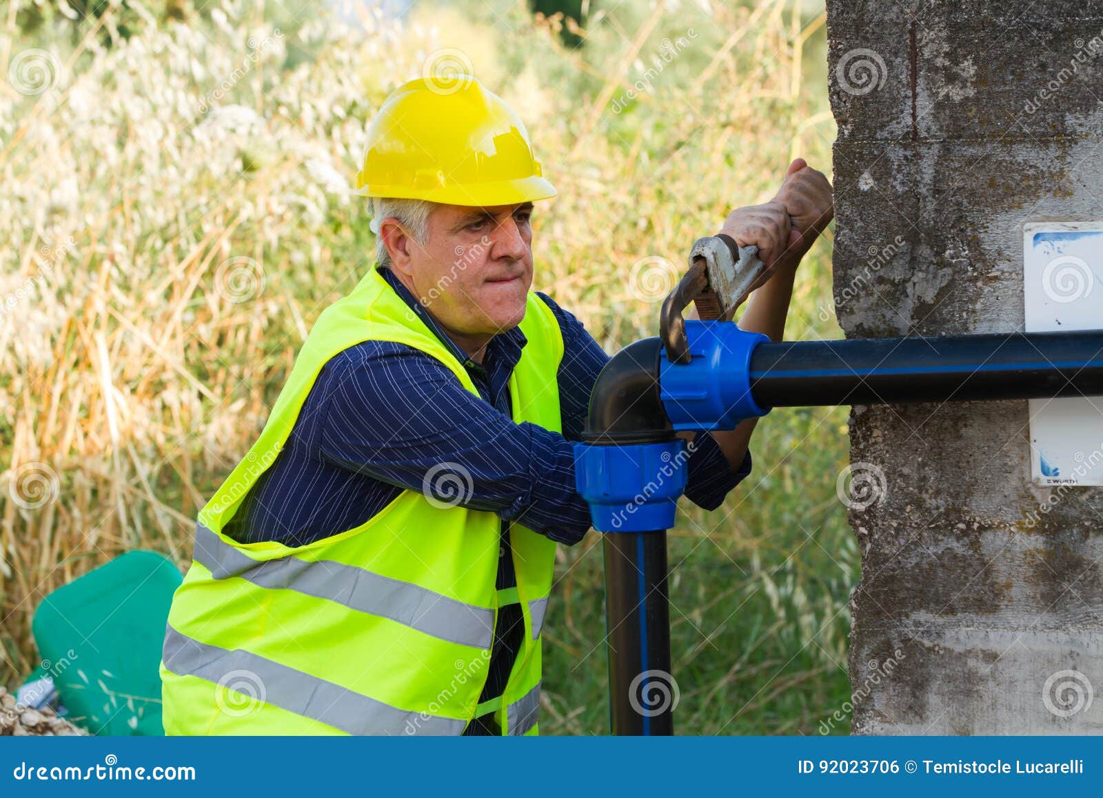 Plumber at work stock photo. Image of equipment, pipeline - 92023706