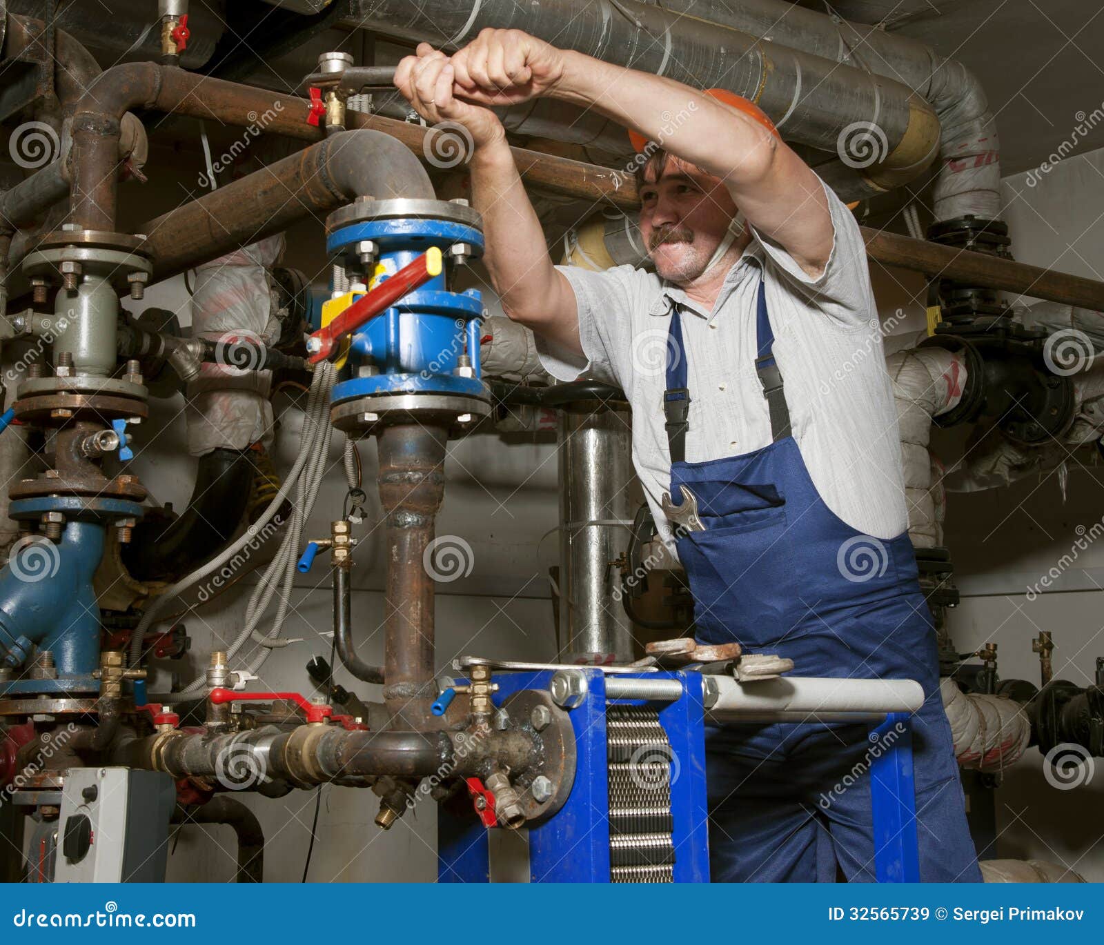 Plumber working stock image. Image of people, ladder - 32565739